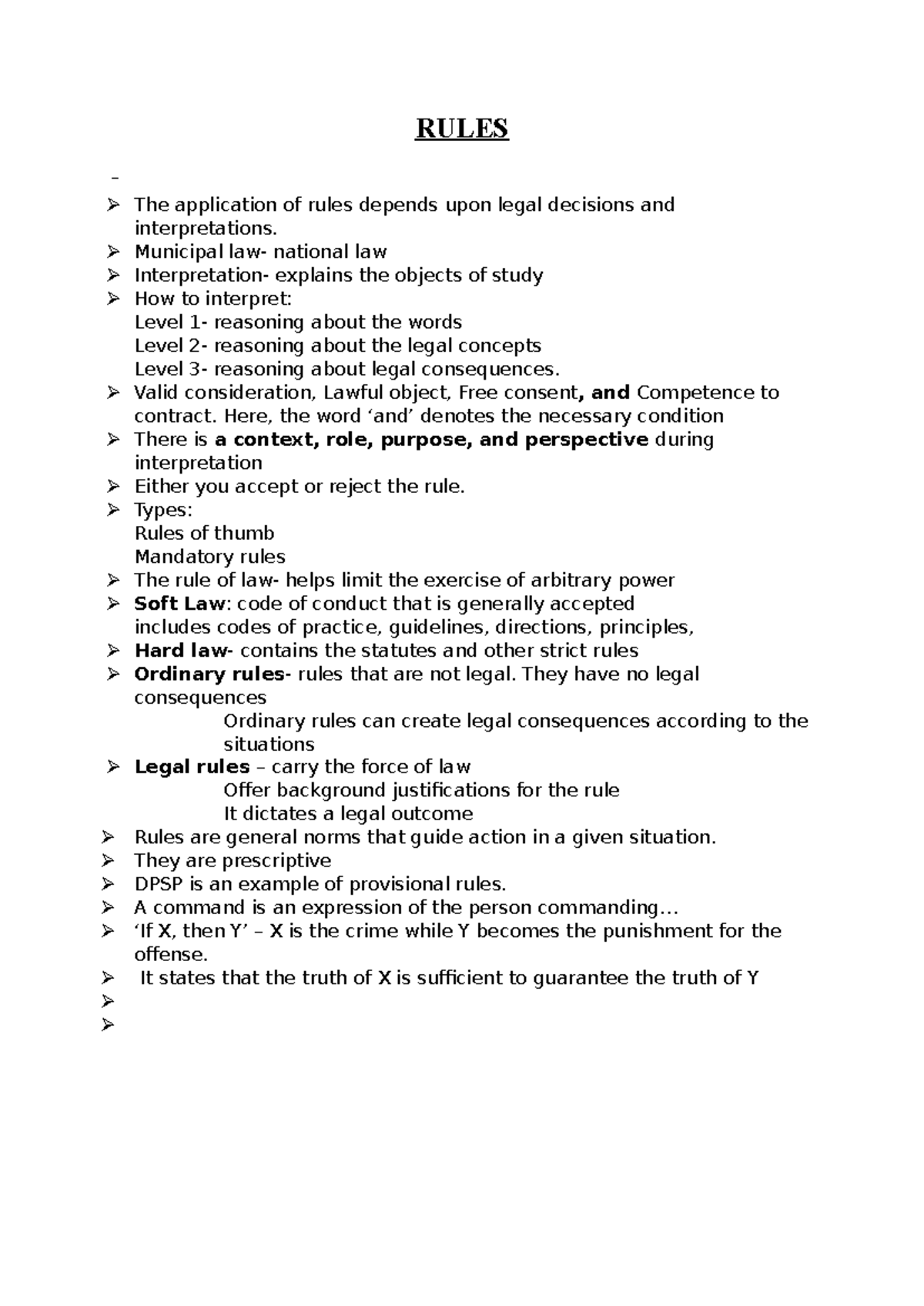 Rules - RULES The application of rules depends upon legal decisions and ...
