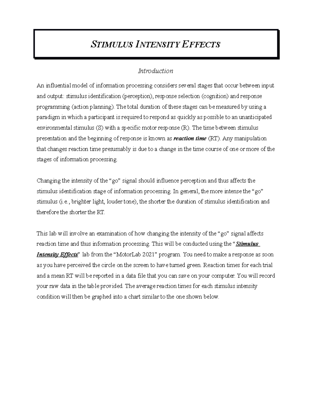 Lab Activity #2 - lab - STIMULUS INTENSITY EFFECTS Introduction An ...