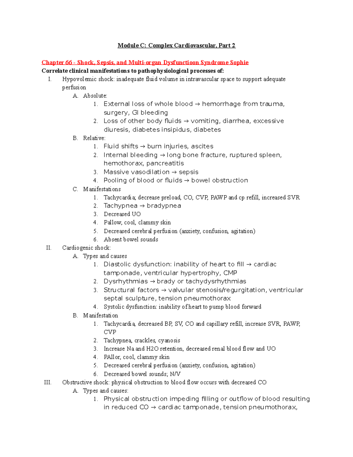 Module c reading notes - Module C: Complex Cardiovascular, Part 2 ...