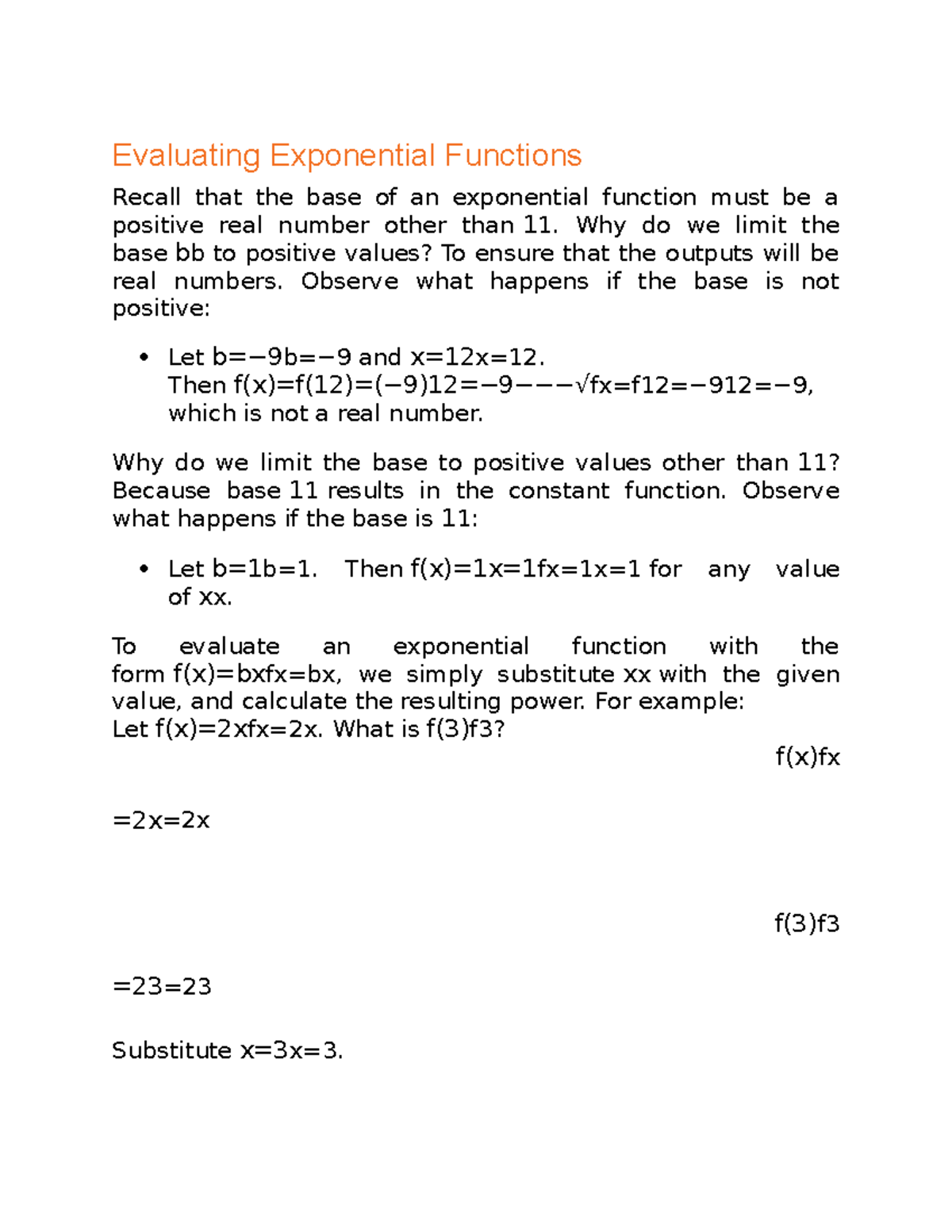 2-2 Reading and Participation Activities Exponential Functions 2 - Evaluating Exponential ...