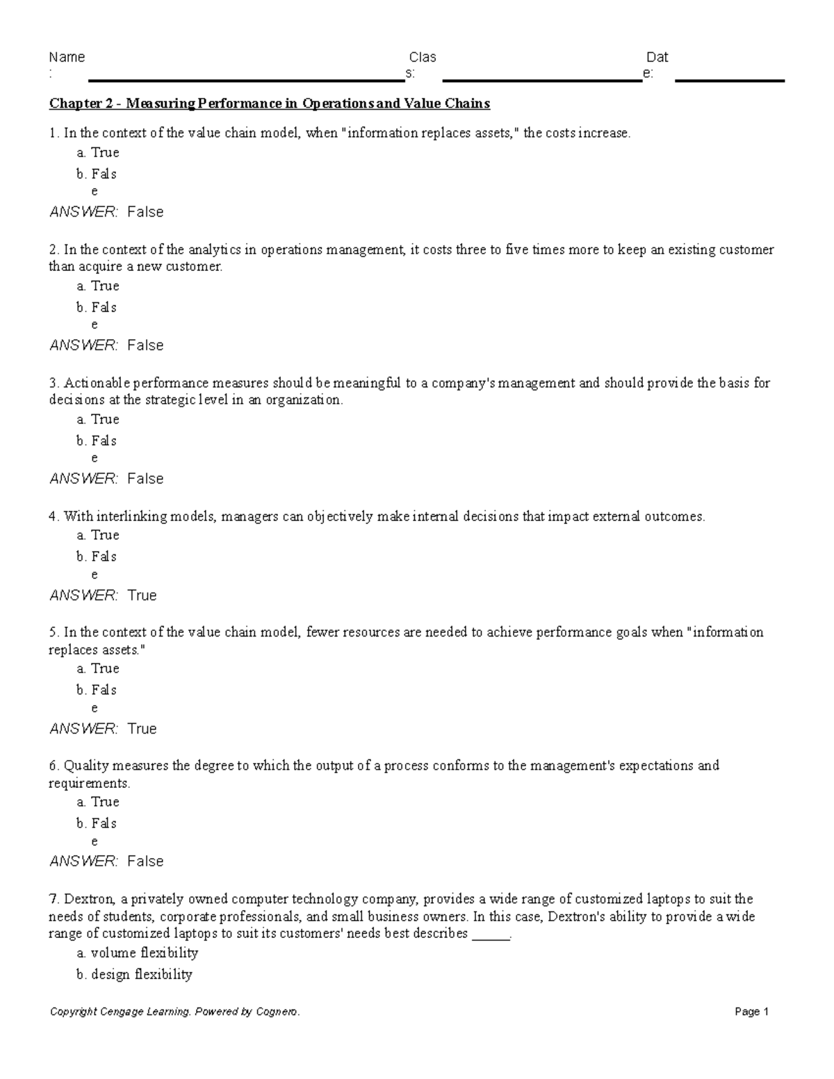 Exam 2020, questions and answers - : s: e: Chapter 2 - Measuring ...