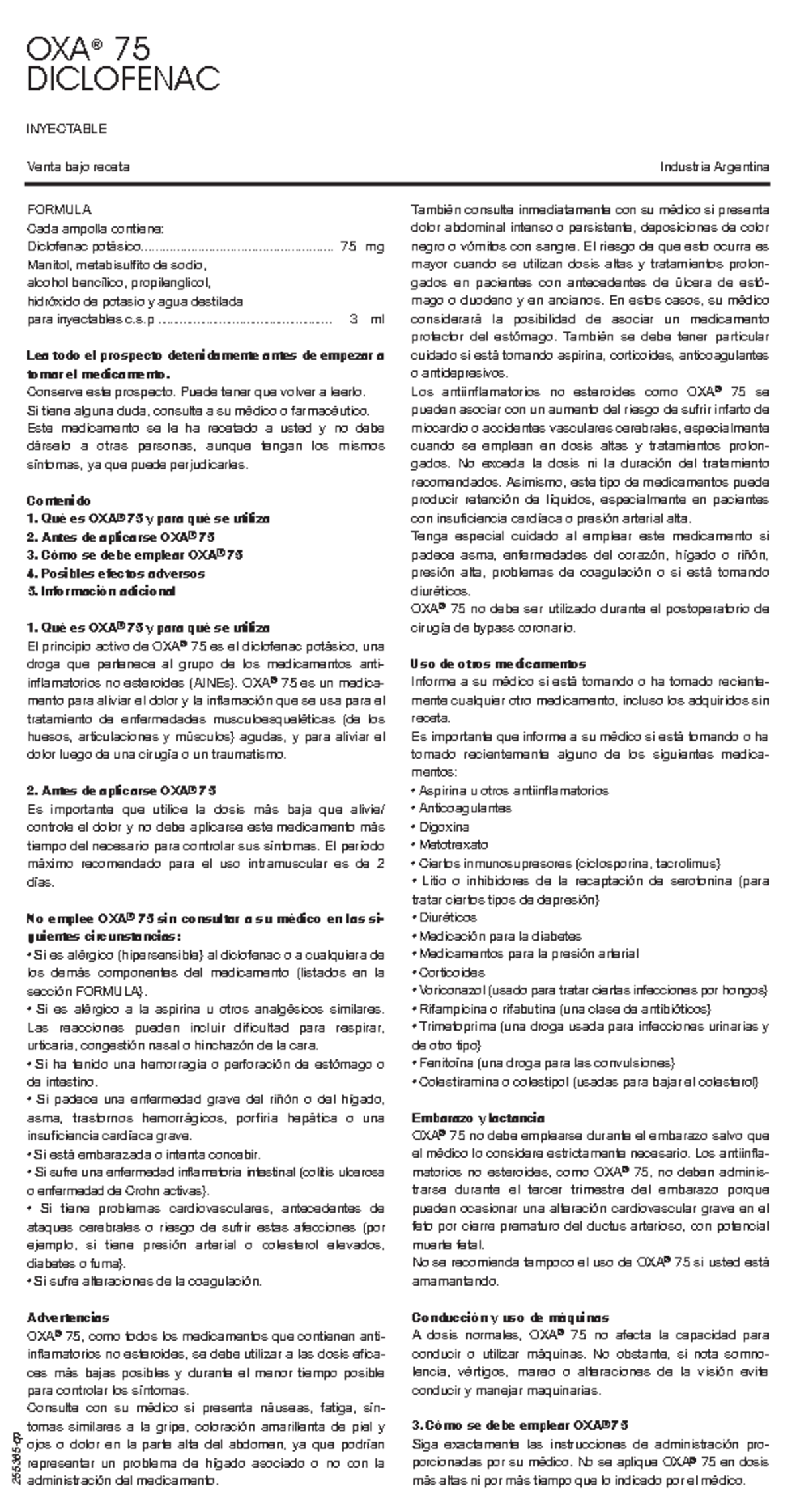 Oxa 75 iny paciente - Descripción sistema oxa - INYECTABLE Venta bajo receta Industria Argentina ...