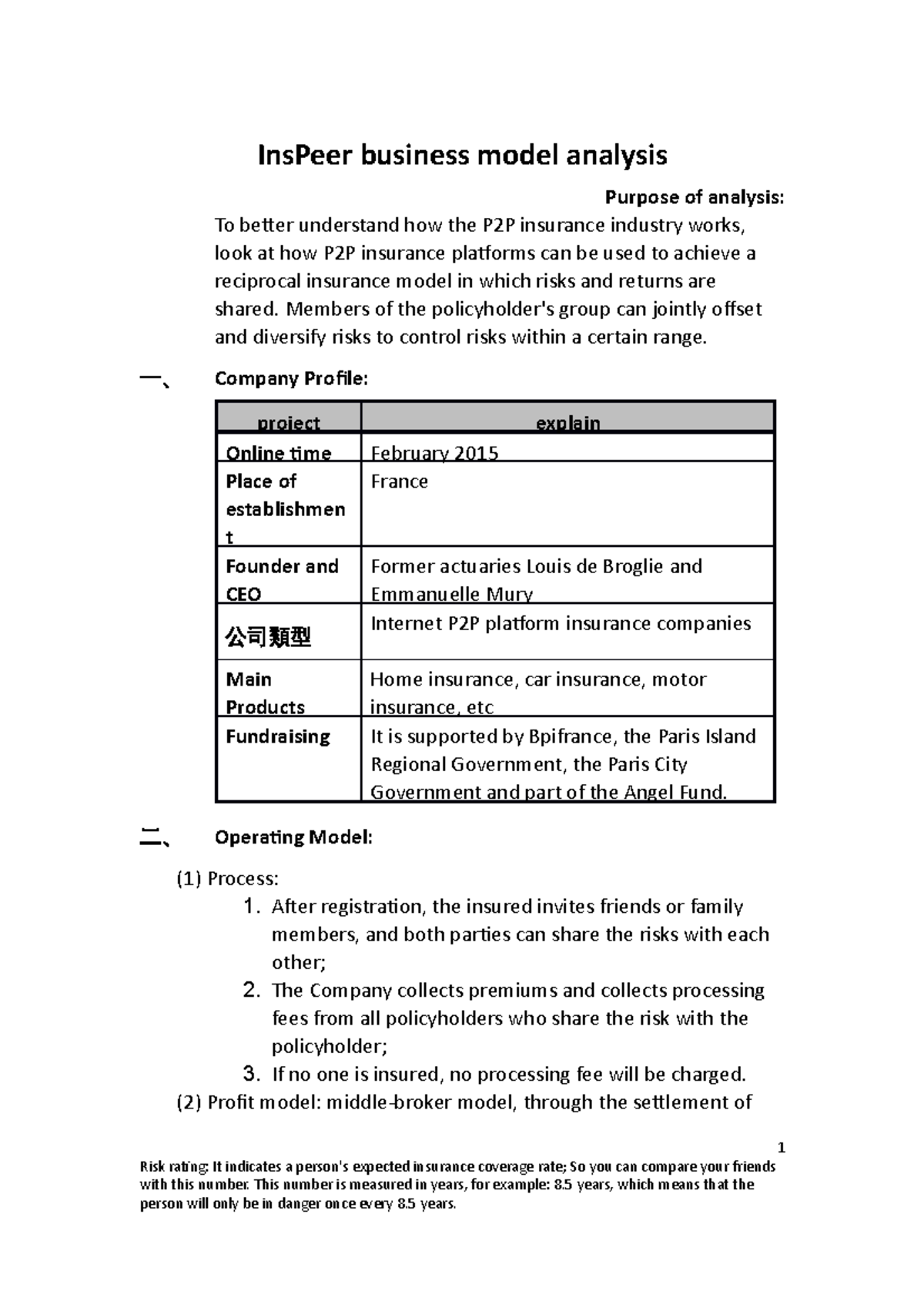 InsPeer Business Model Analysis - Studocu