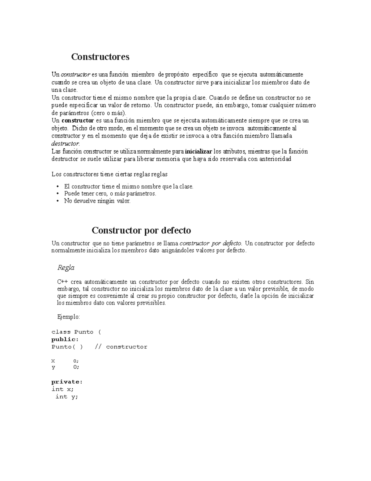 Contructor y destructor - Constructores Un constructor es una función miembro de propósito - Studocu