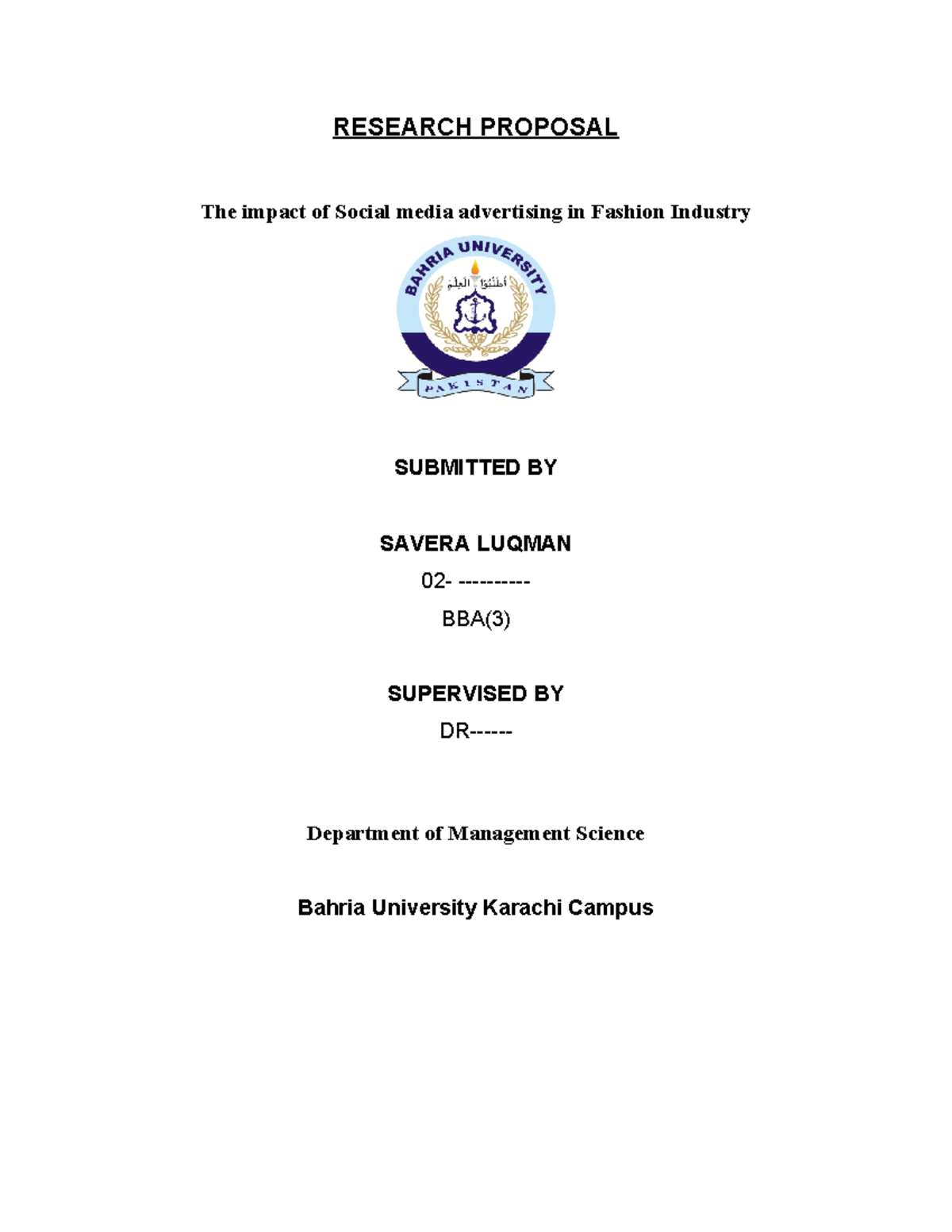 Proposal impact of social media on fashion industry - RESEARCH PROPOSAL ...