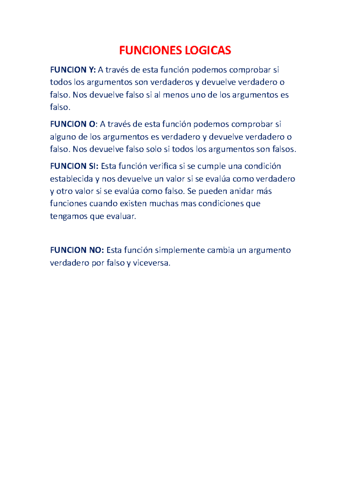 FORO 10 Explicacion Funciones Logicas - FUNCIONES LOGICAS FUNCION Y: A ...