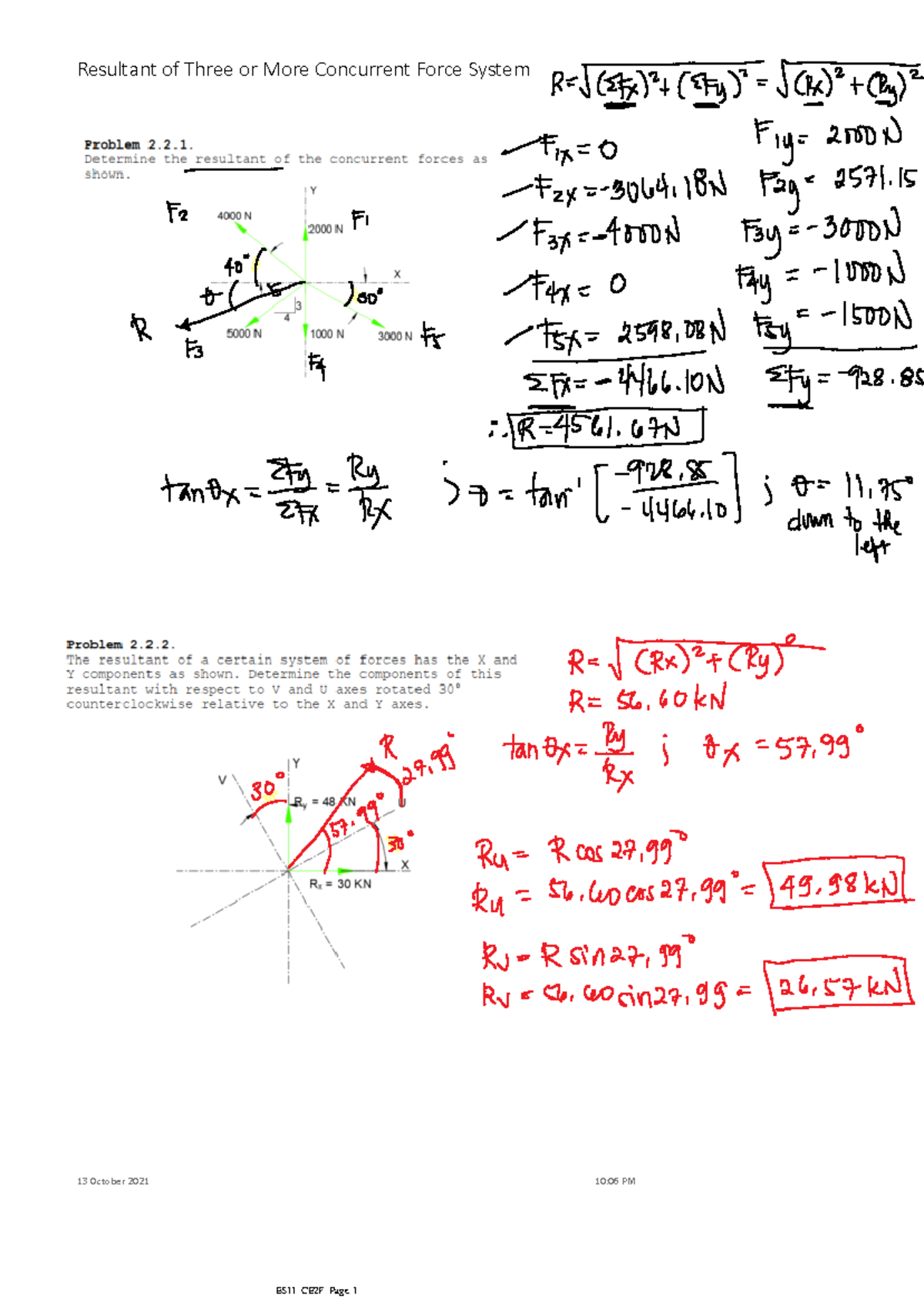 Resultant of Three or More Concurrent Force System - BS Civil Engineering - Studocu