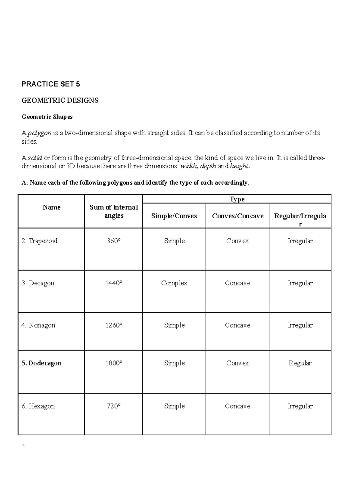 LCAa 3 Soronio - Assignment - PRACTICE SET 5 GEOMETRIC DESIGNS ...