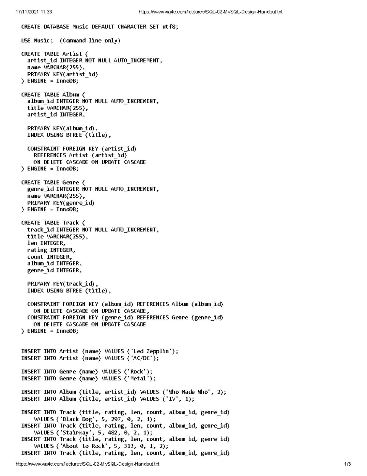 Sql 02 My Sql Design Handout 17112021 1133 Wa4electuressql 02 Mysql Design Handouttxt