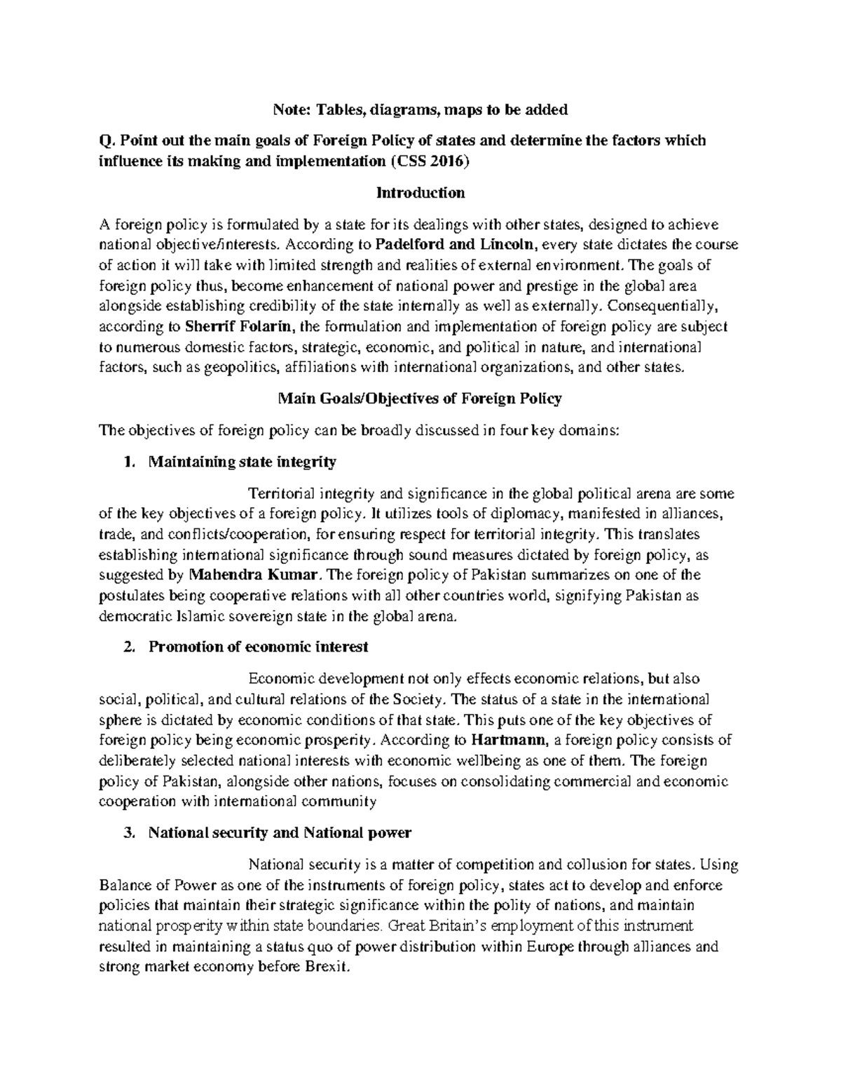 CSS-2018 (Foreign Policy) - Note: Tables, diagrams, maps to be added Q ...