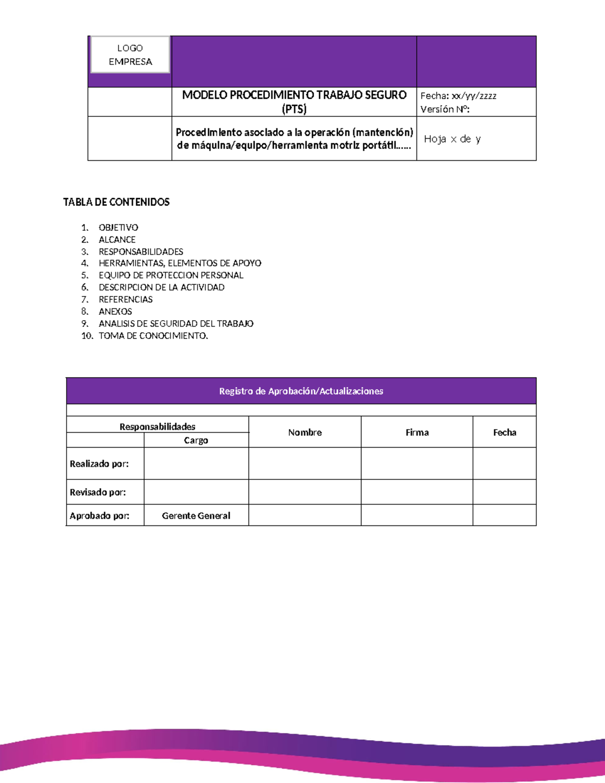 Item 4 Anexo Procedimiento de Trabajo Seguro 2 - MODELO PROCEDIMIENTO ...