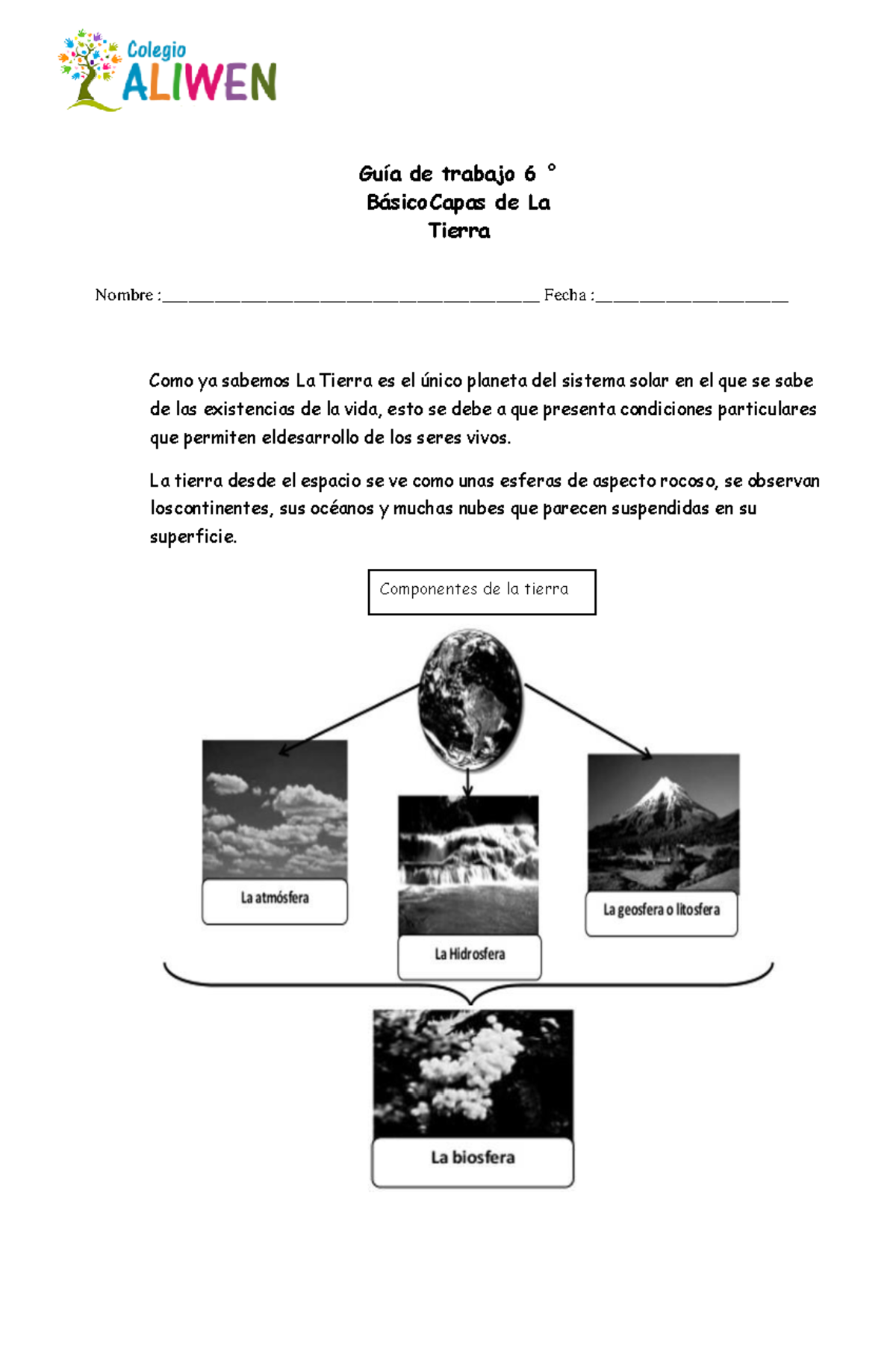 Guia de ciencias 6 sexto basico - Guía de trabajo 6 ° Básico Capas de ...