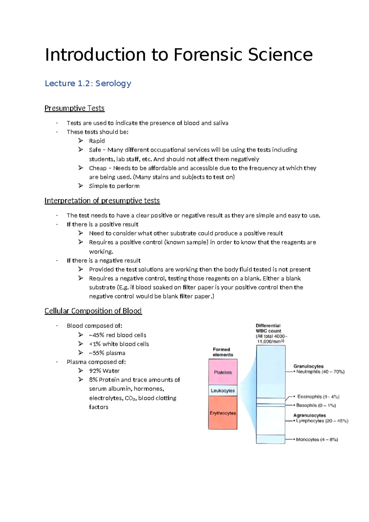 CHE103 L1 - notes - Introduction to Forensic Science Lecture 1 ...