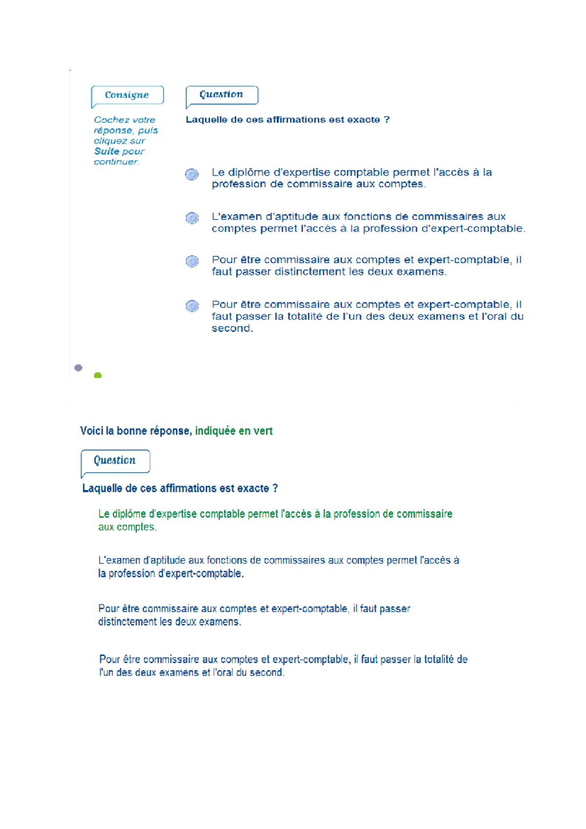 Audit - QCM - Audit commissaire au compte - Studocu