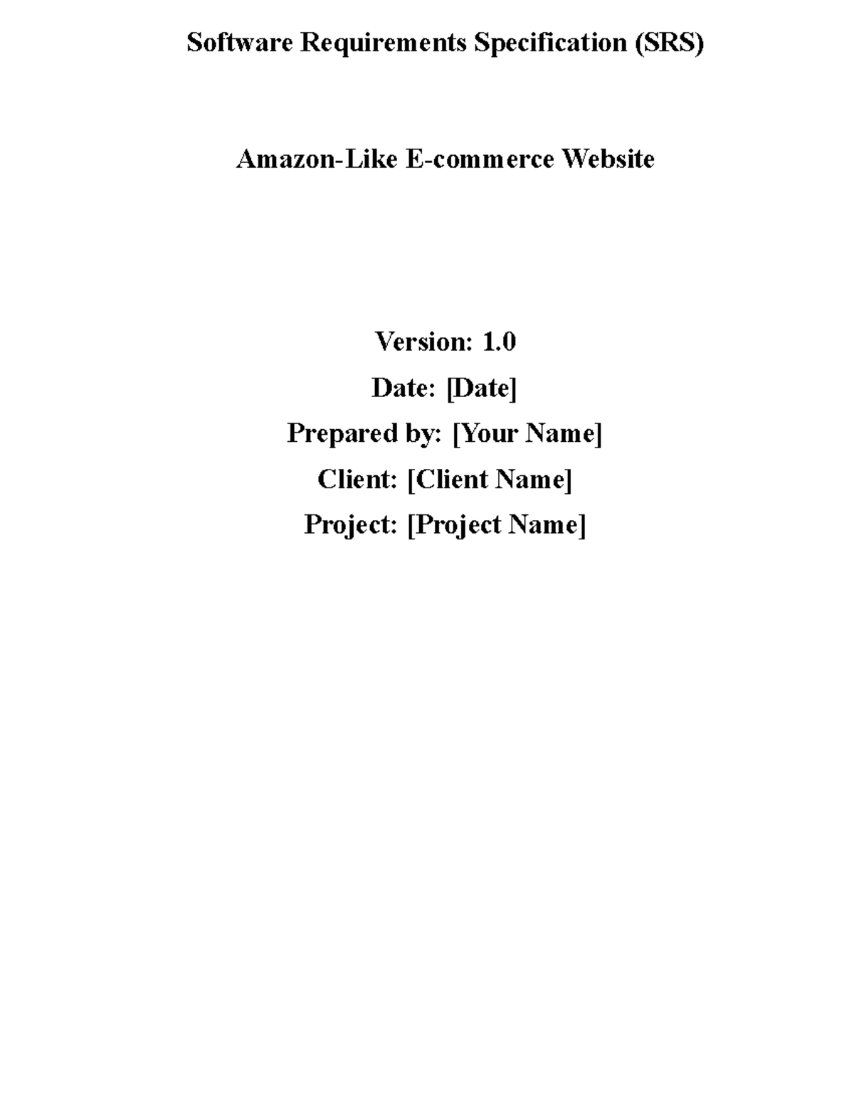SRS on Amazon website - Software Requirements Specification (SRS) Amazon-Like E-commerce Website ...