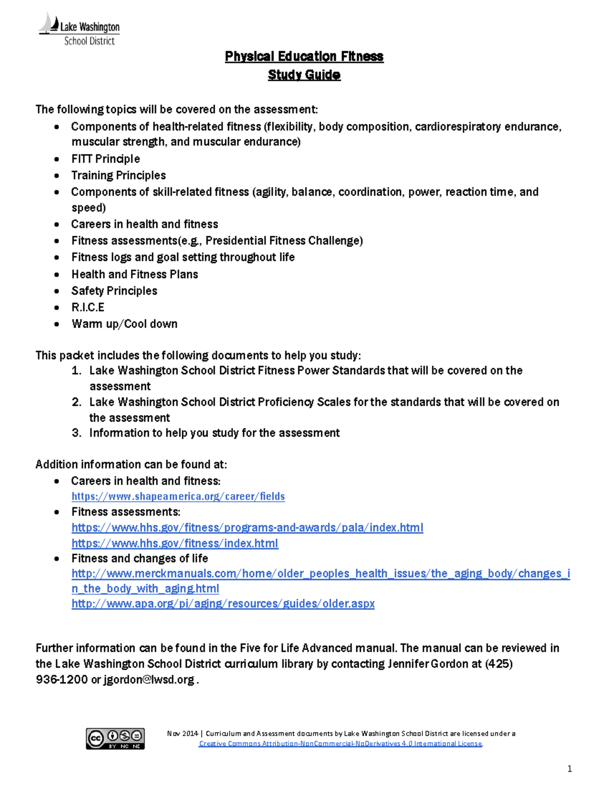HS Fitness Assessment and Plan Study Guide - Nov 2014 | Curriculum and ...