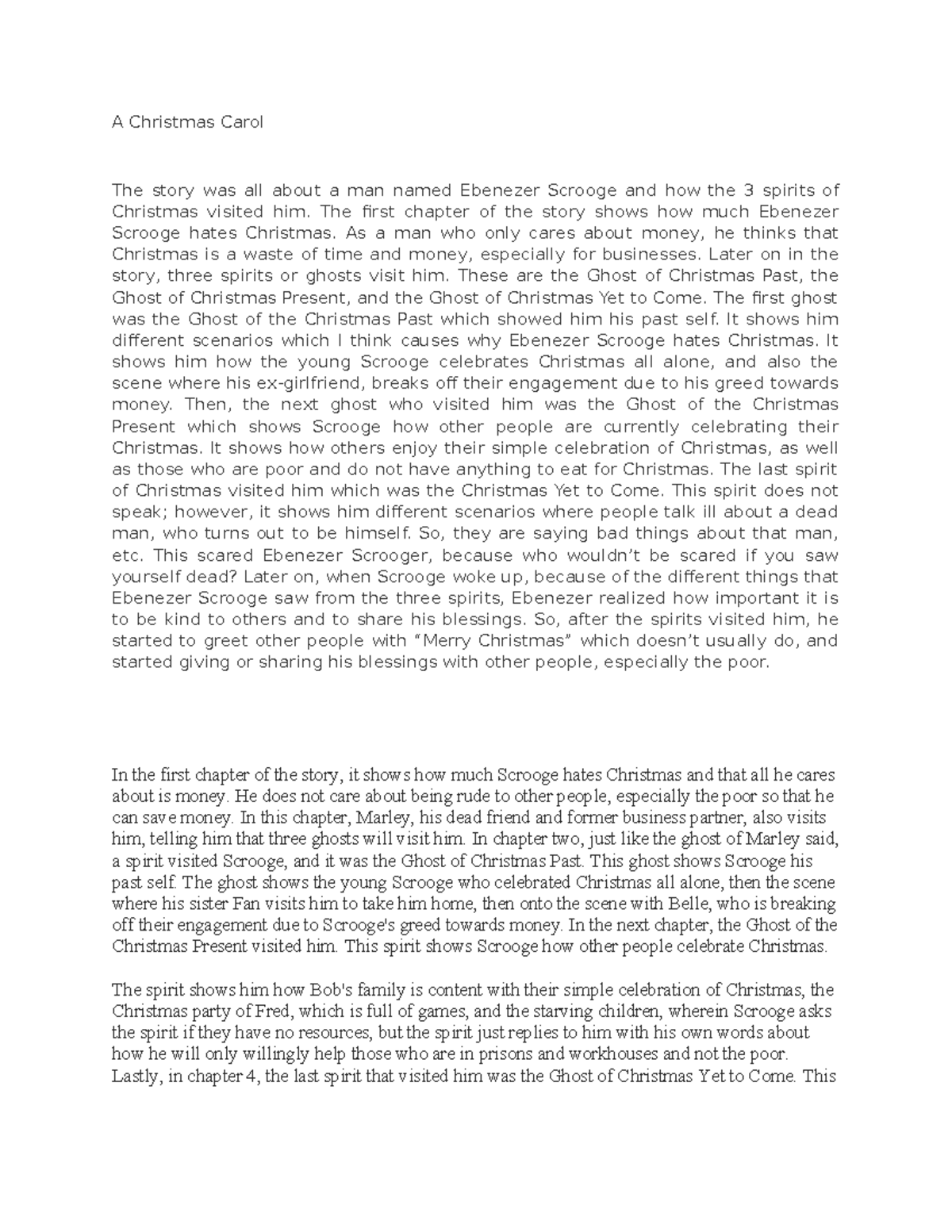 A Christmas Carol Summary - A Christmas Carol The story was all about a ...