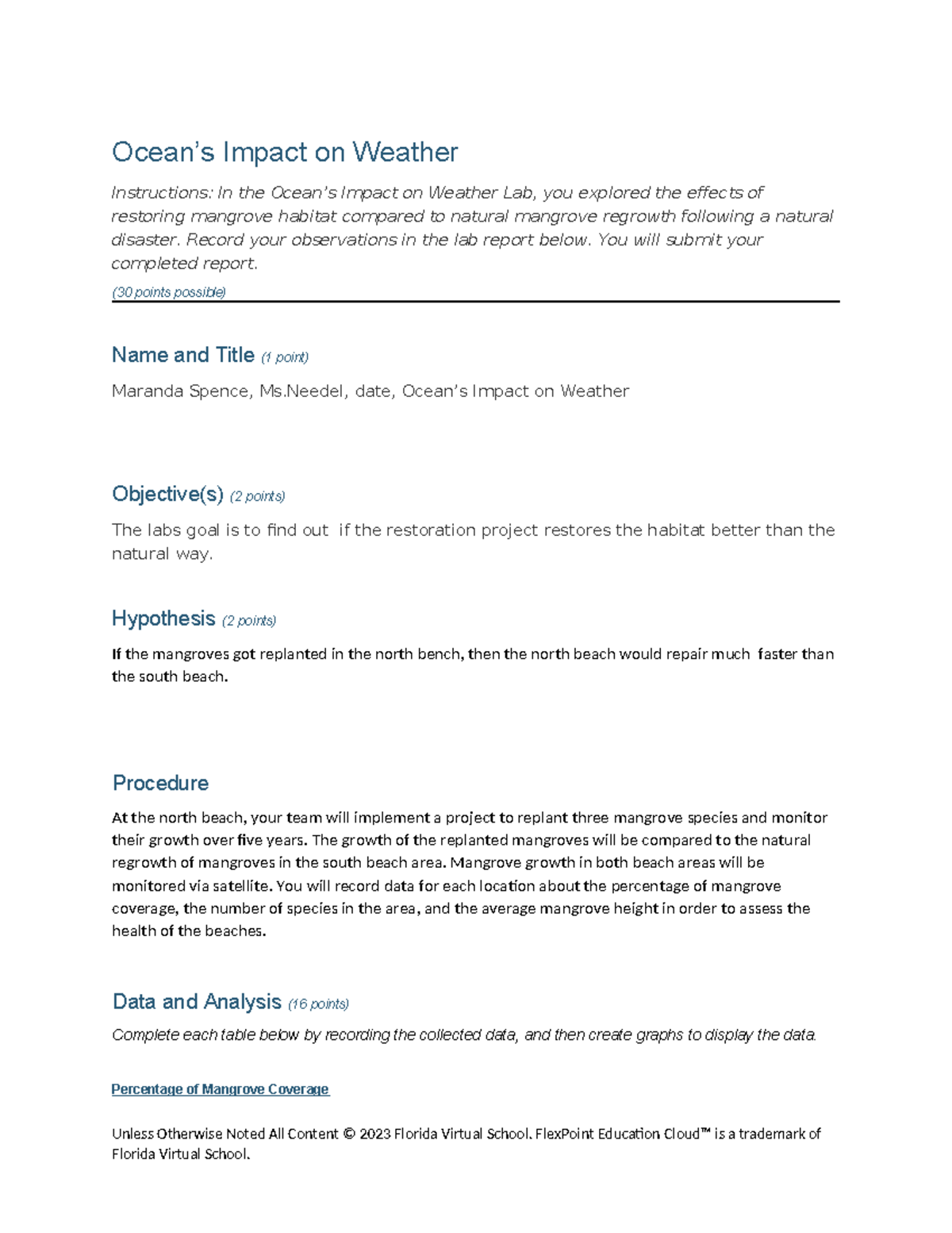 Oceans impact on eather lab report 2.03 by maranda spence - Ocean’s ...