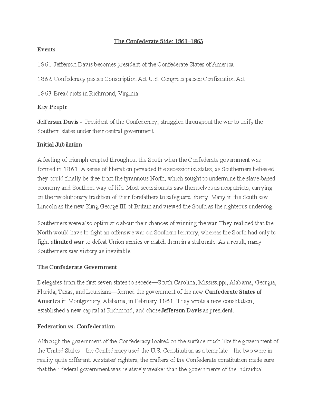 The Confederate Side - Congress passes Confiscation Act 1863 Bread ...