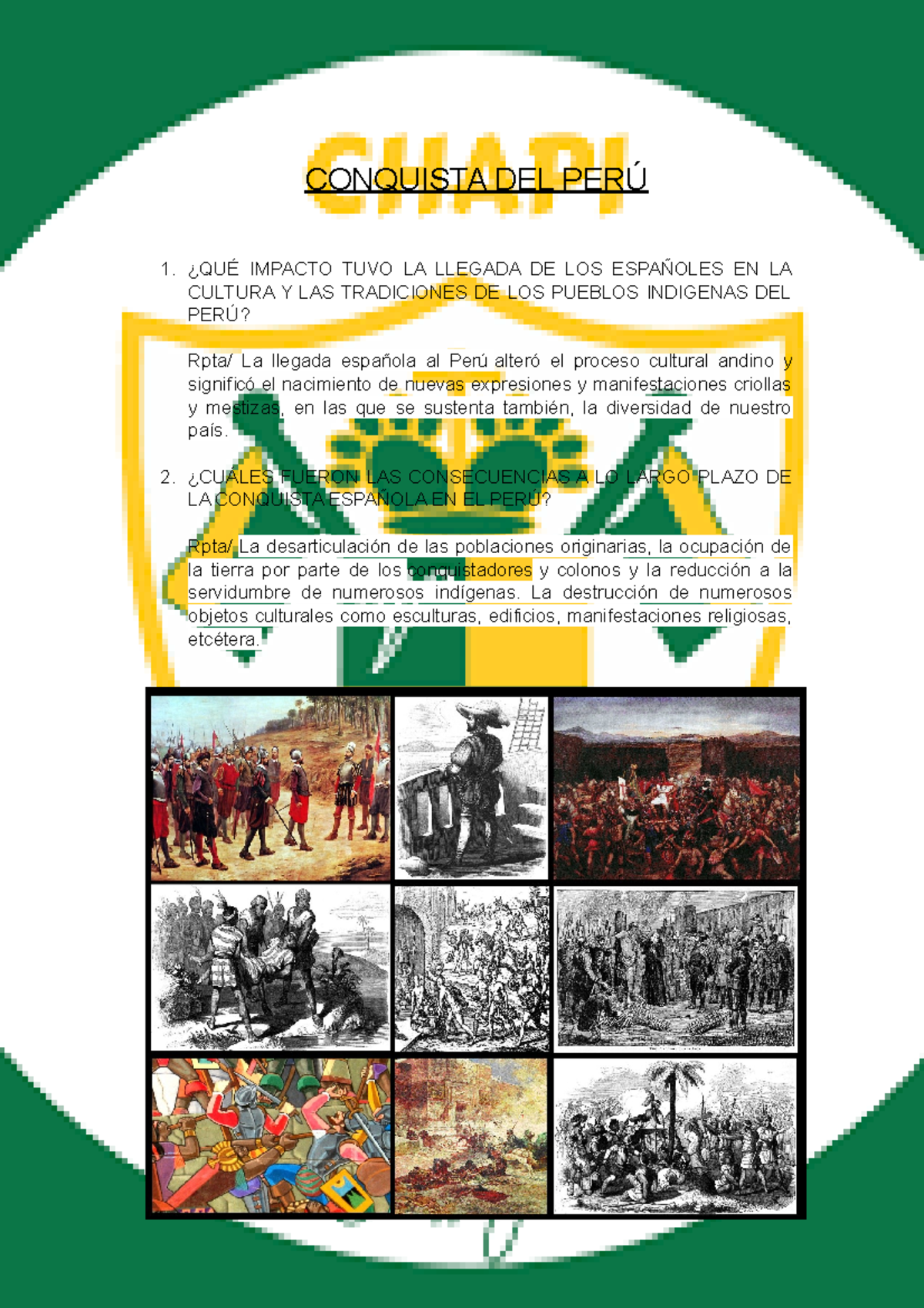 Conquista DEL PERÚ - Apuntes - CONQUISTA DEL PERÚ 1. ¿QUÉ IMPACTO TUVO ...