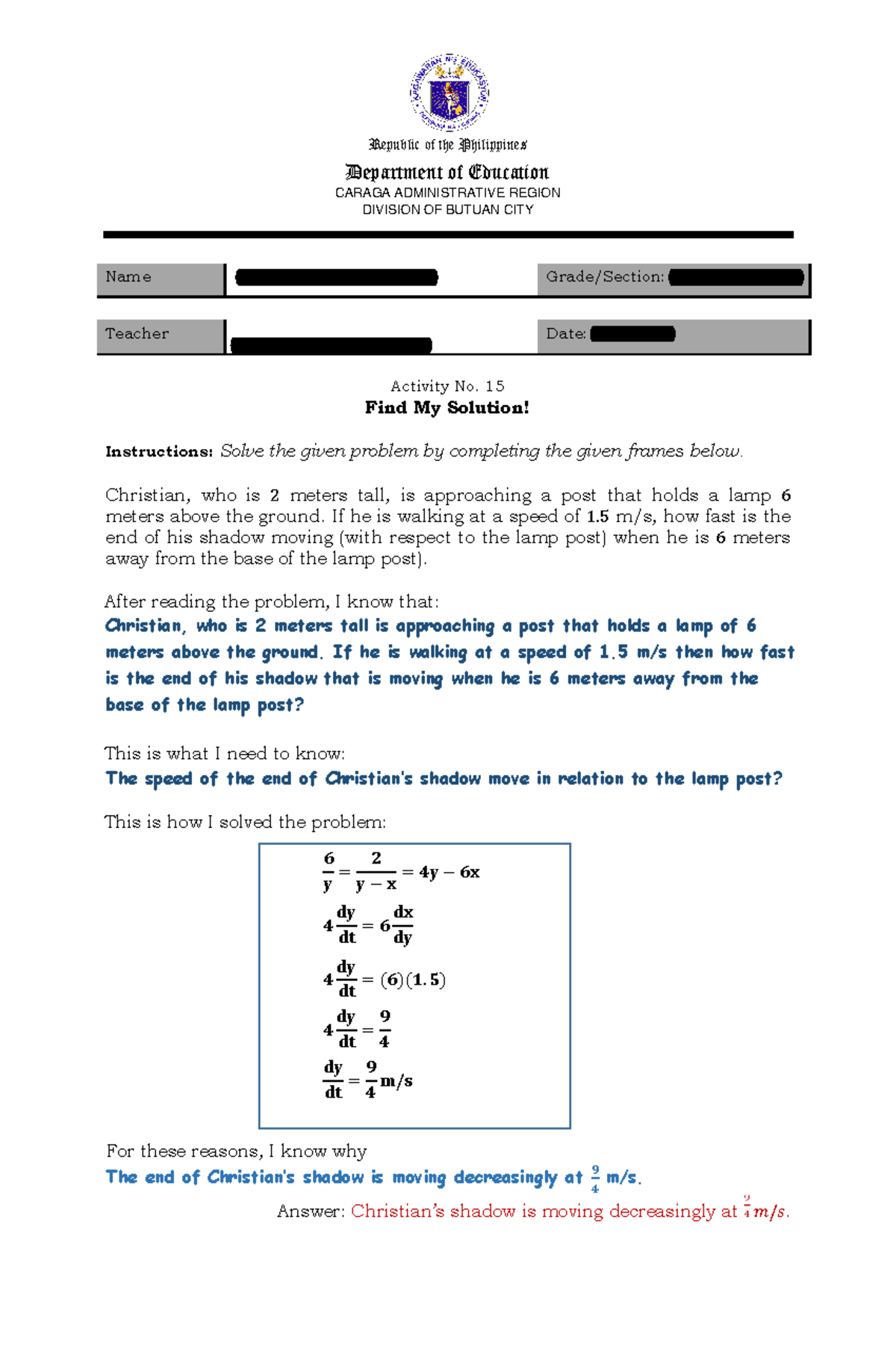 Basic Calculus-Activity No - Republic of the Philippines Department of ...