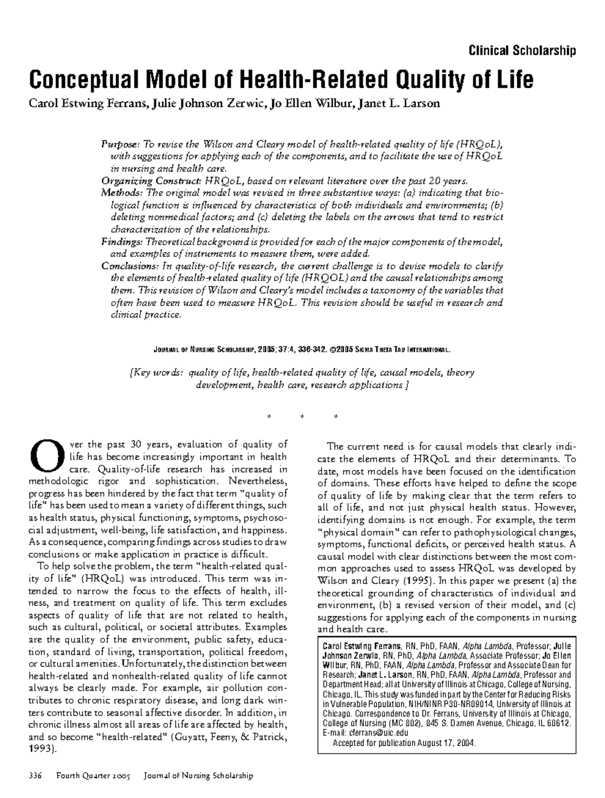 2005 Ferrans Health Related QOL Conceptual Model-1-2 - Clinical ...