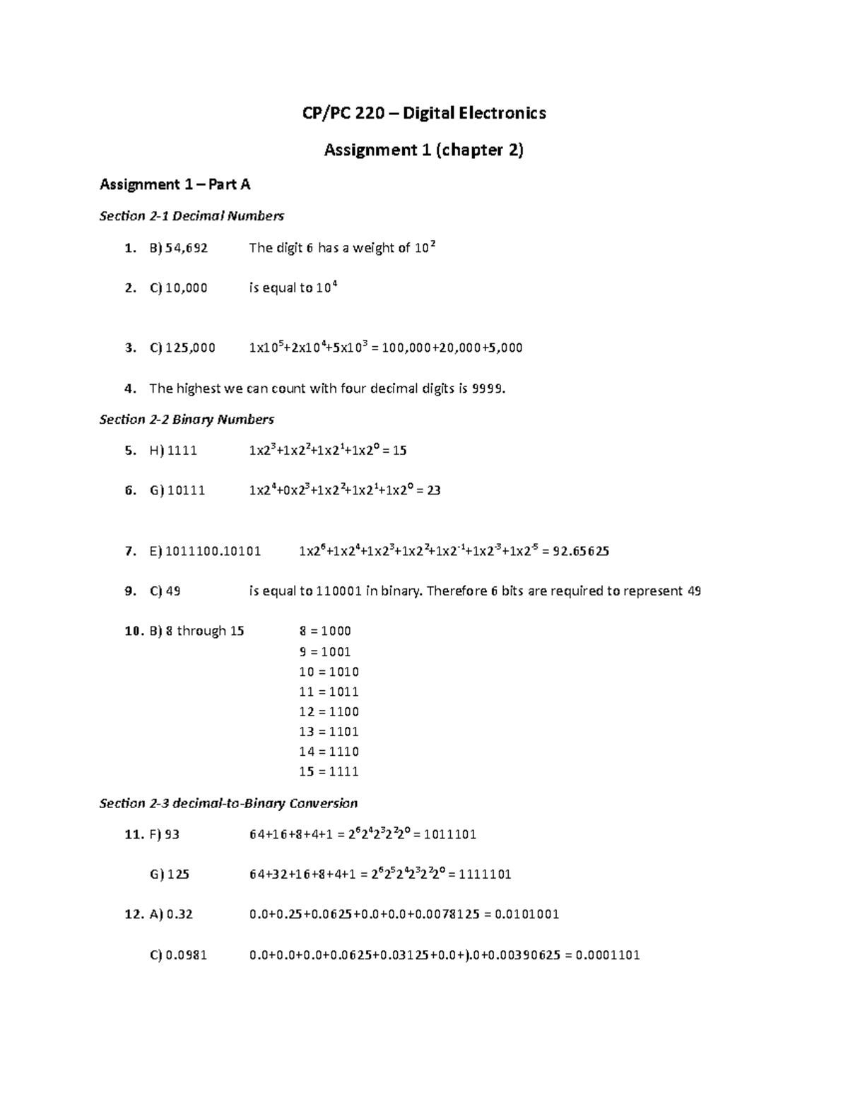 Digital Electronics Assignment 1 - Studocu