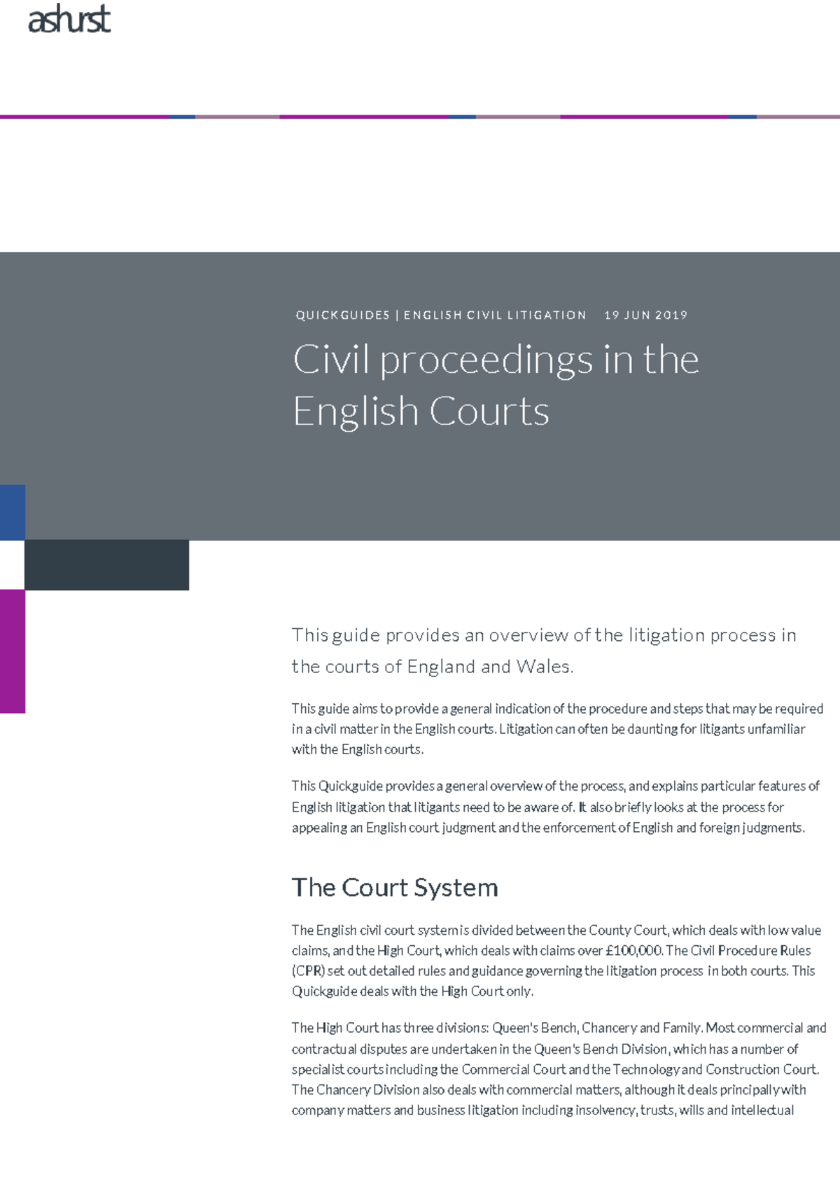 Quickguide civil proceedings in the english courts - Q U I C K G U I D ...