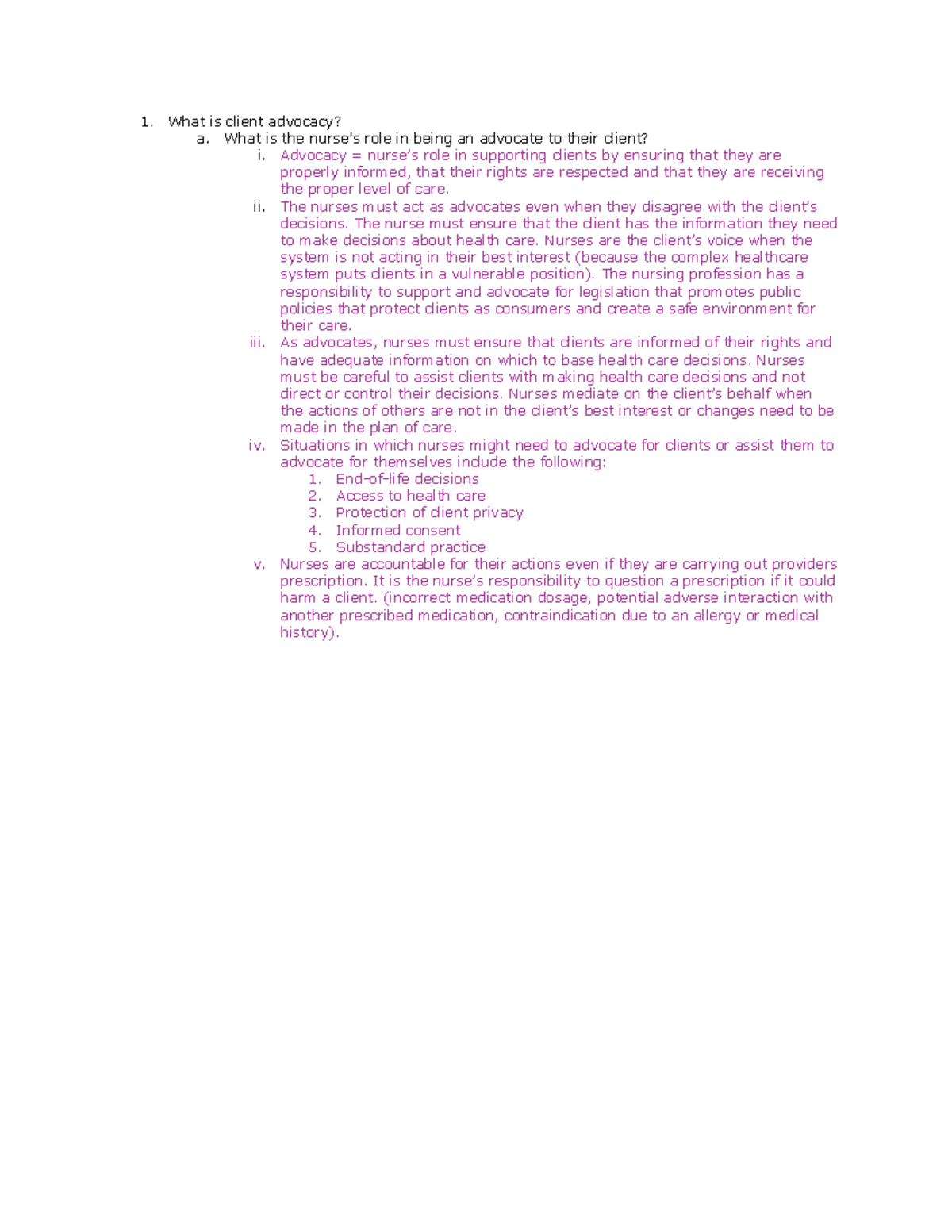 nurse’s role in being an advocate to their client - What is client ...