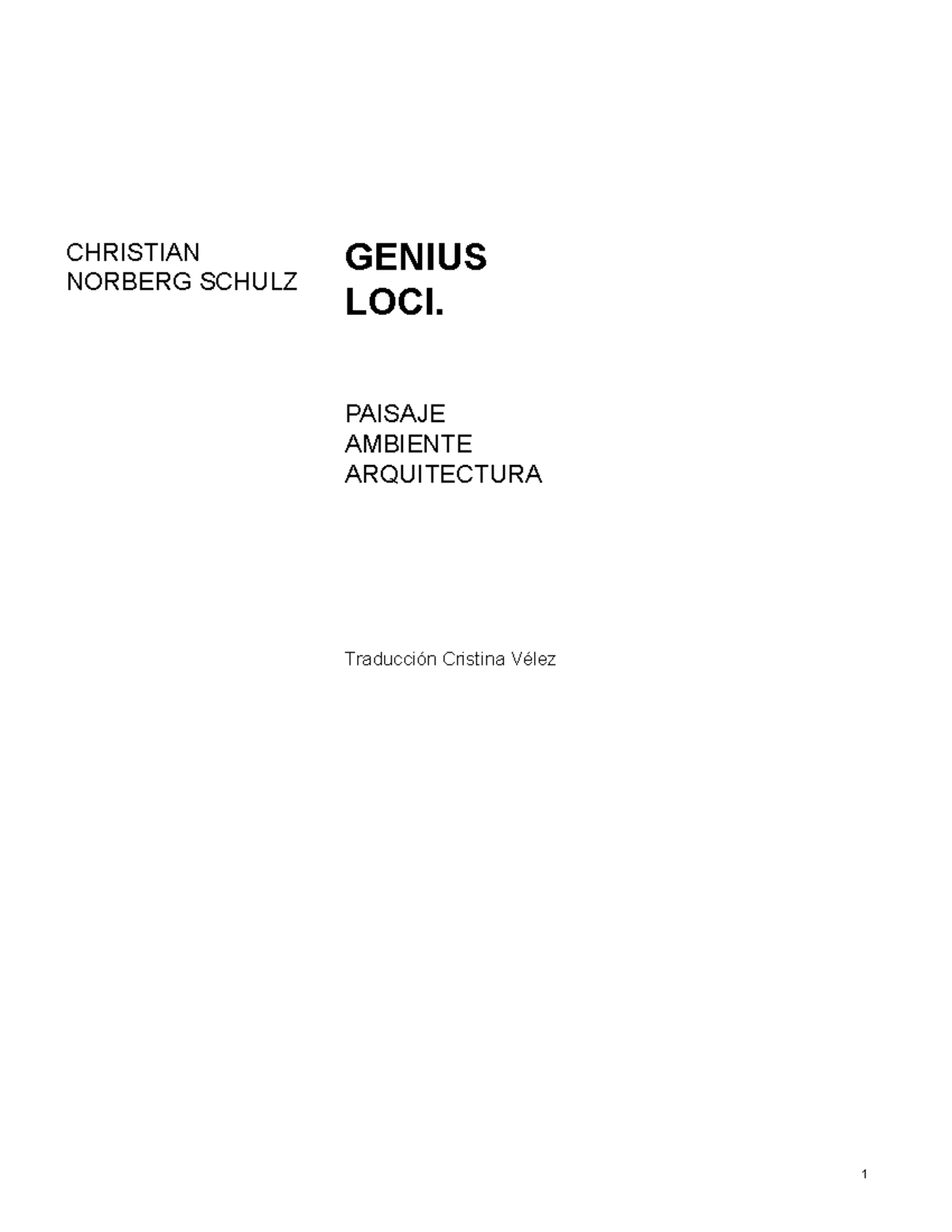 (Norberg Schulz) Genius Loci - CHRISTIAN NORBERG SCHULZ GENIUS LOCI ...