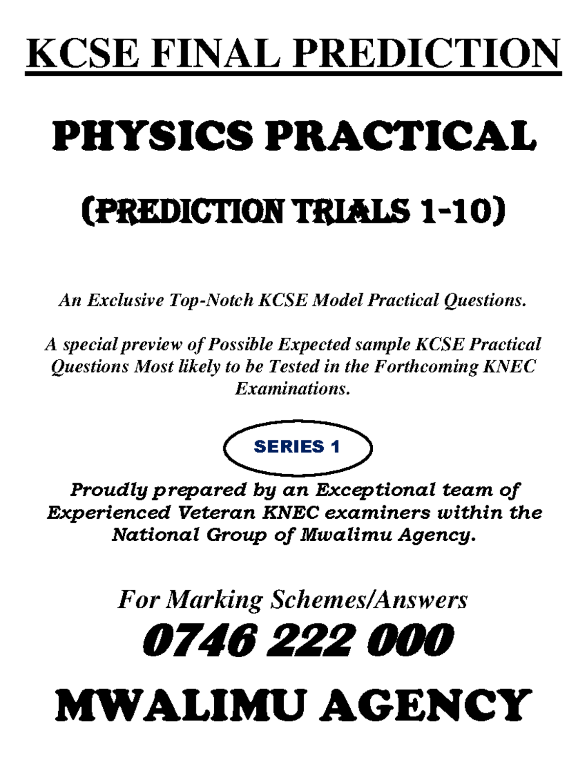 Physics Practical PRED S1 - KCSE FINAL PREDICTION PHYSICS PRACTICAL ...