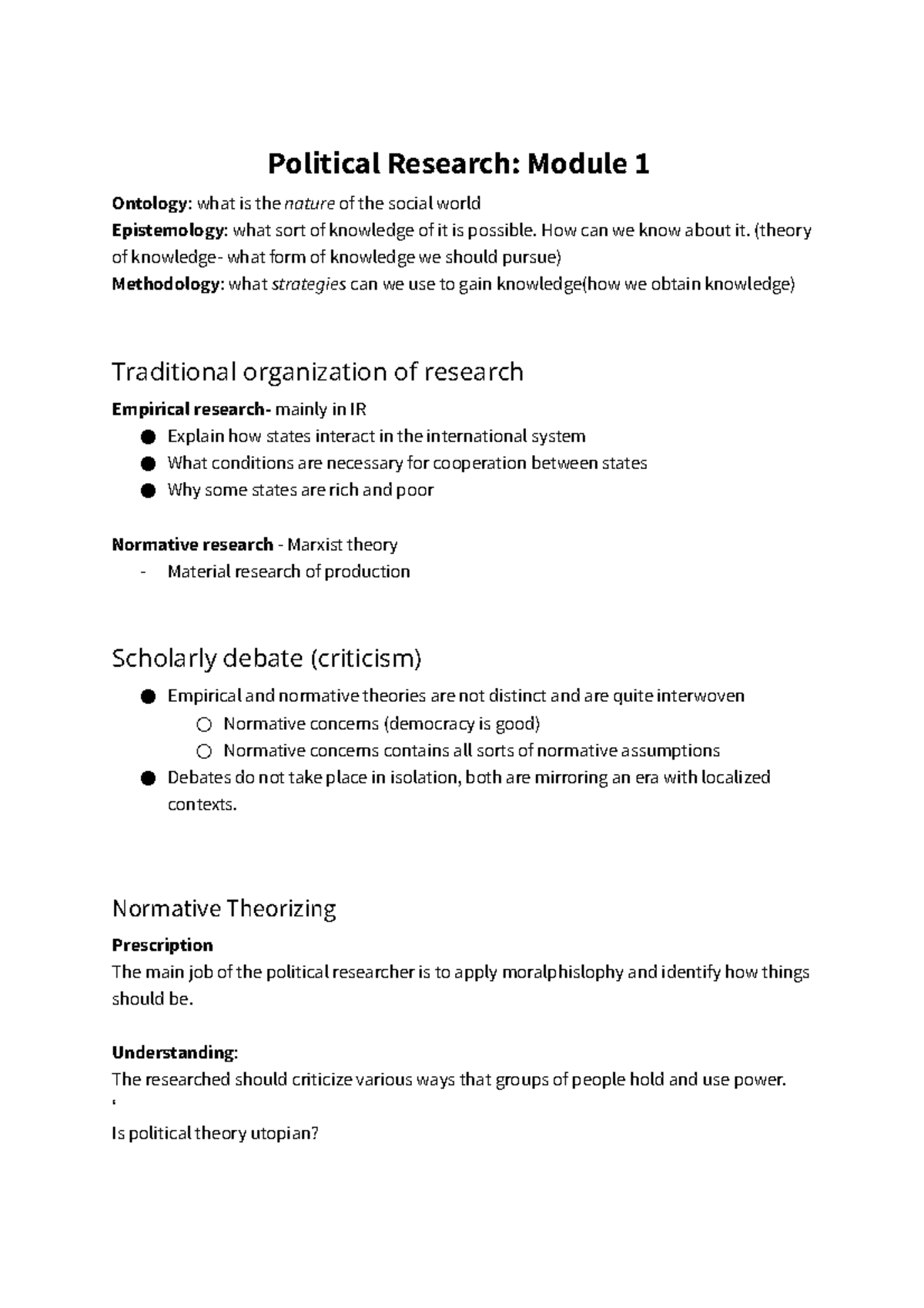 Notes on Methodology Book - Political Research: Module 1 Ontology: what ...