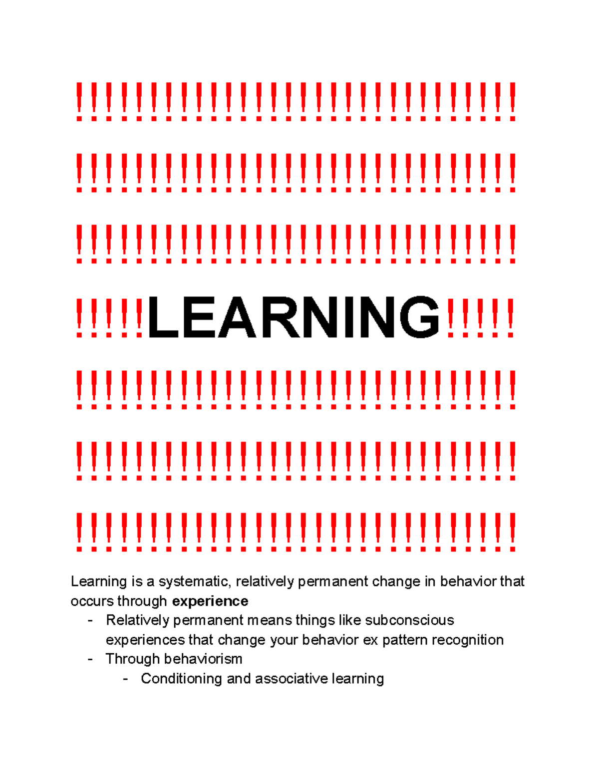 Psychology Unit Learning Unit