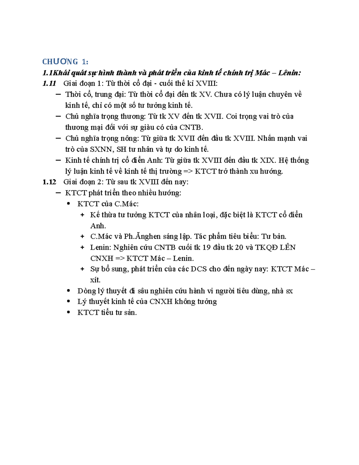 KTCT Mác - Leenin - Kinh tế chính trị Mác Lênin - CH ƯƠNG 1: 1ái quát ...