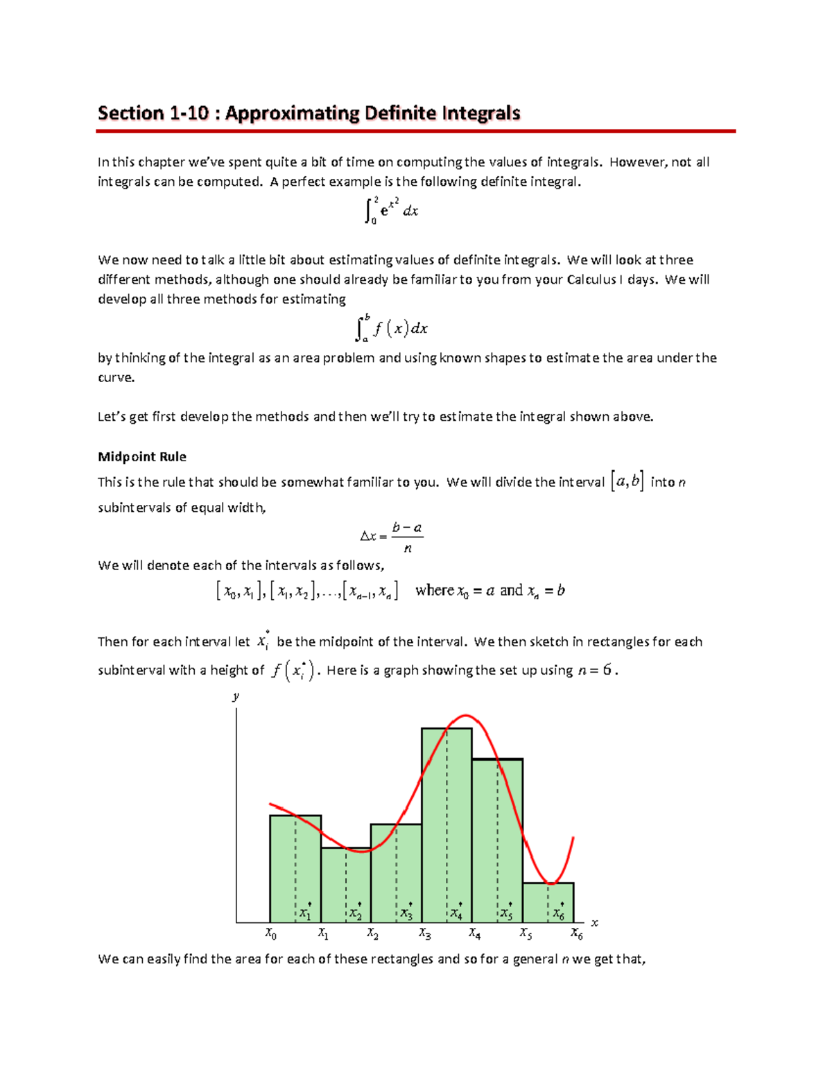 Calc Ii Approx Def Int Lecture Notes 8 Warning Tt Undefined Function 32 Section 1 10