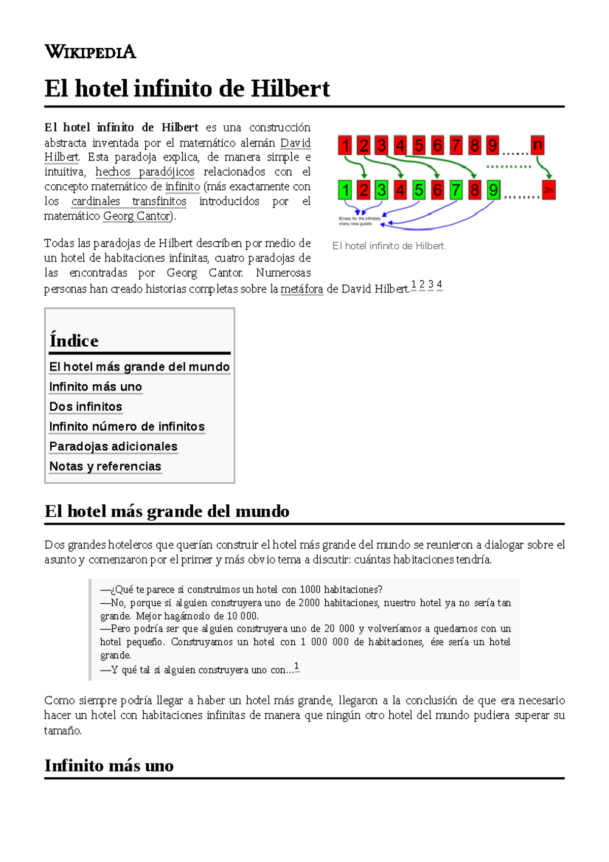 El hotel infinito de Hilbert - El hotel infinito de Hilbert El hotel ...