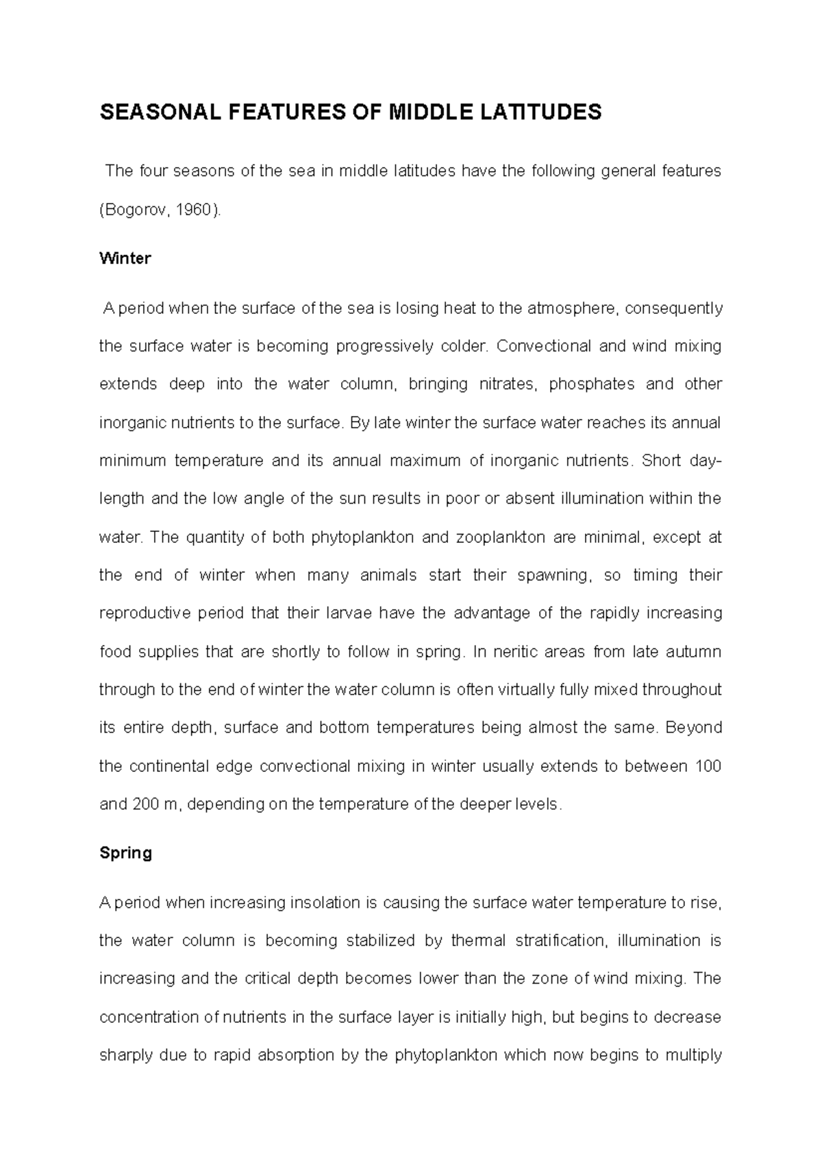 Seasonal Features OF Middle Latitudes - SEASONAL FEATURES OF MIDDLE ...