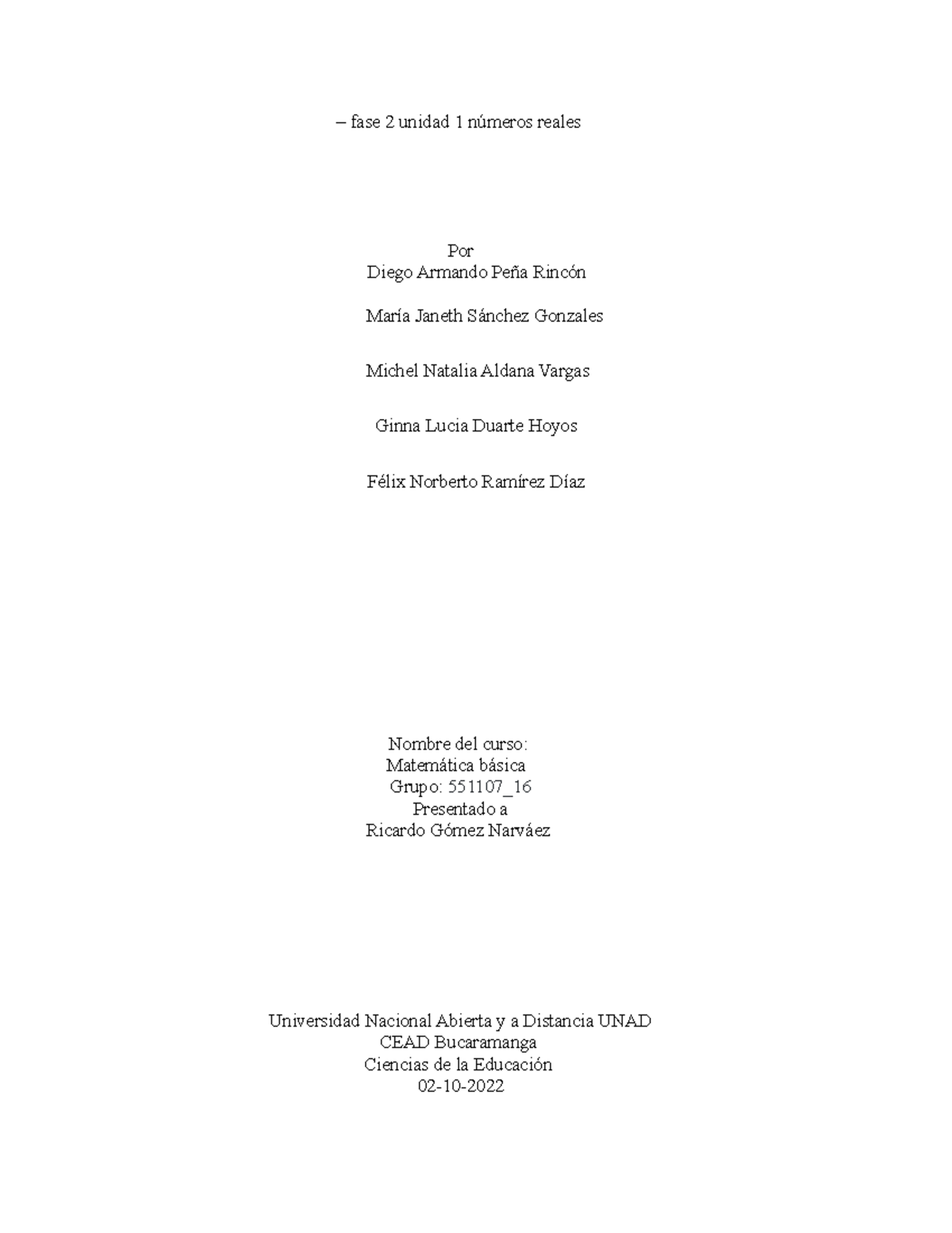 Matematica basica grupo n° 551107 16 fase 2 numeros reales - fase 2 ...