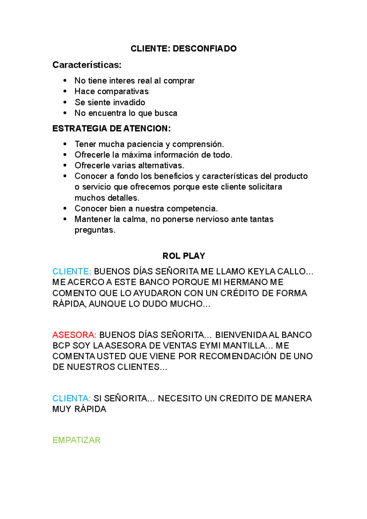 Abance DE Cliente - Desconfiado Grupo 4 - CLIENTE: DESCONFIADO ...