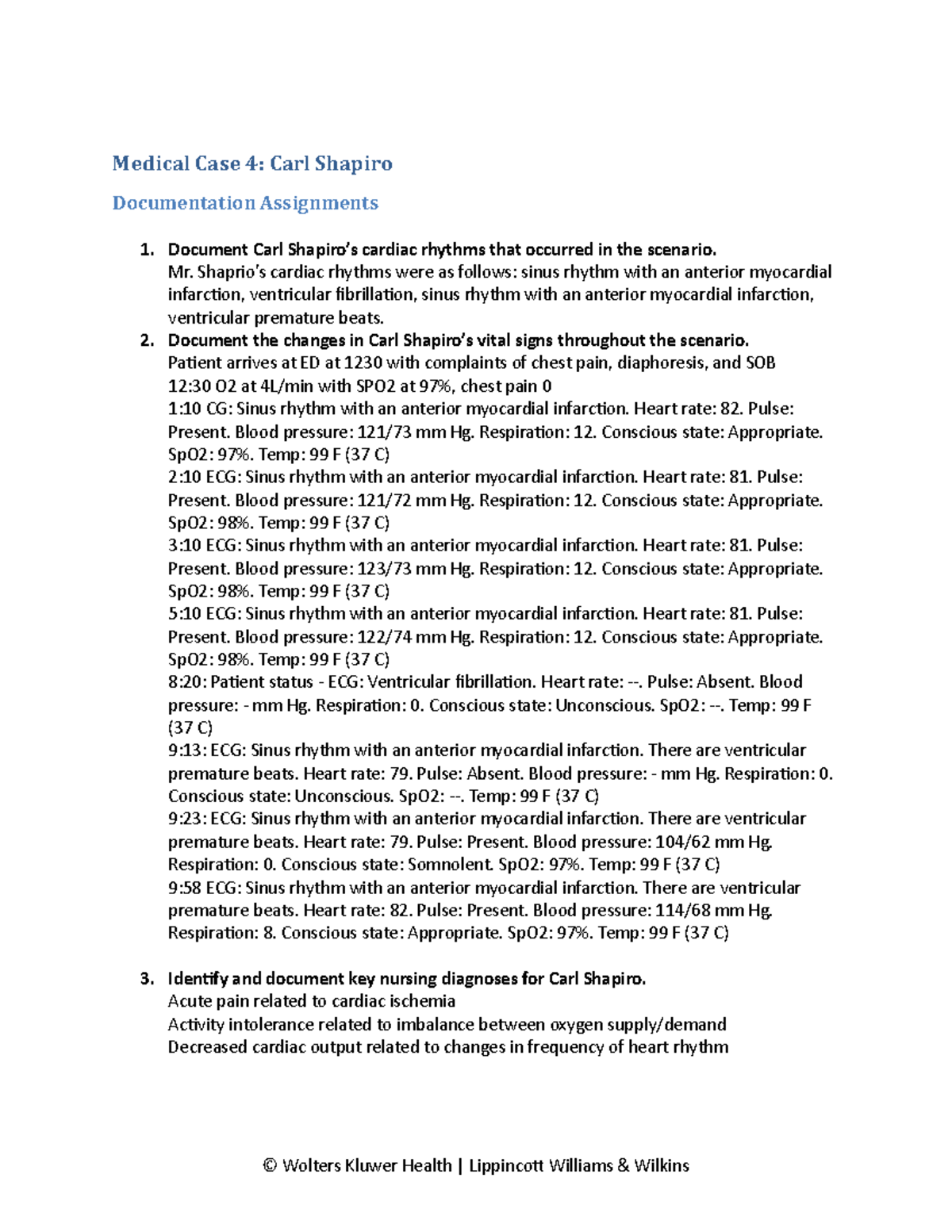 Carl shaprio documentation - Medical Case 4: Carl Shapiro Documentation ...