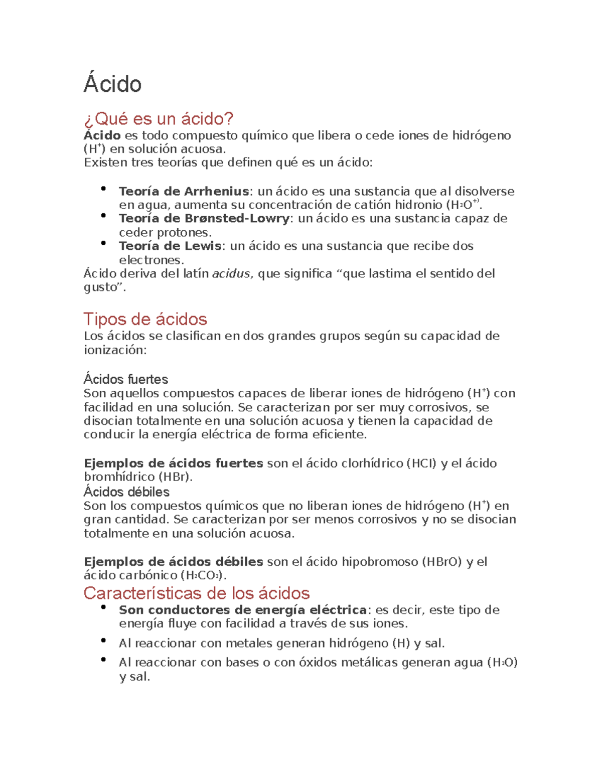 Ácido - RESUMEN DE ACIDOS - Ácido ¿Qué es un ácido? Ácido es todo ...