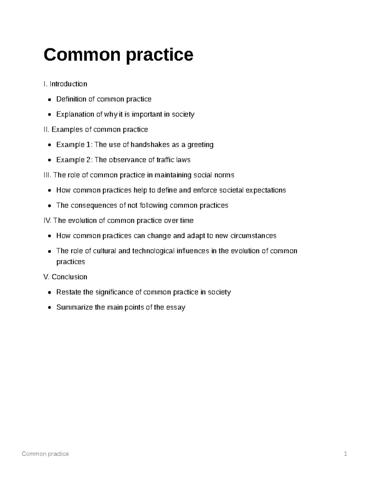 Common practice - Outline - Common practice 1 Common practice I ...