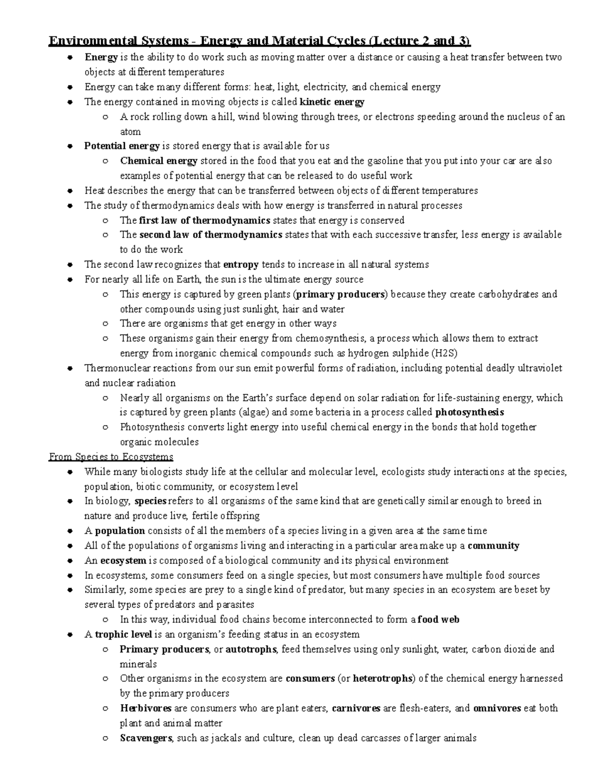 ENV200 Midterm Notes - Romila Verma - Environmental Systems - Energy ...