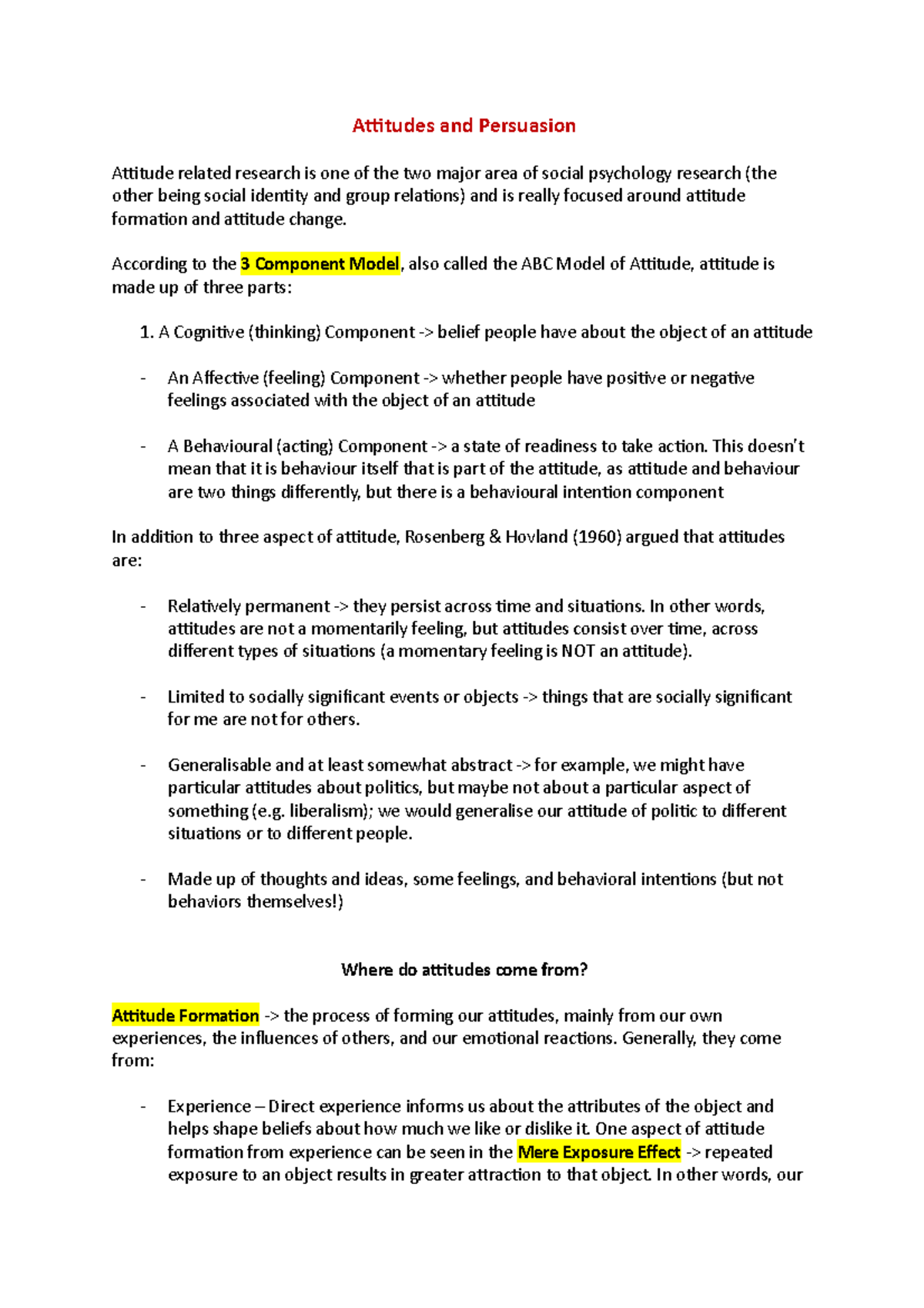 Social Psychology - Lecture 2 - Attitudes and Persuasion - Attitudes ...