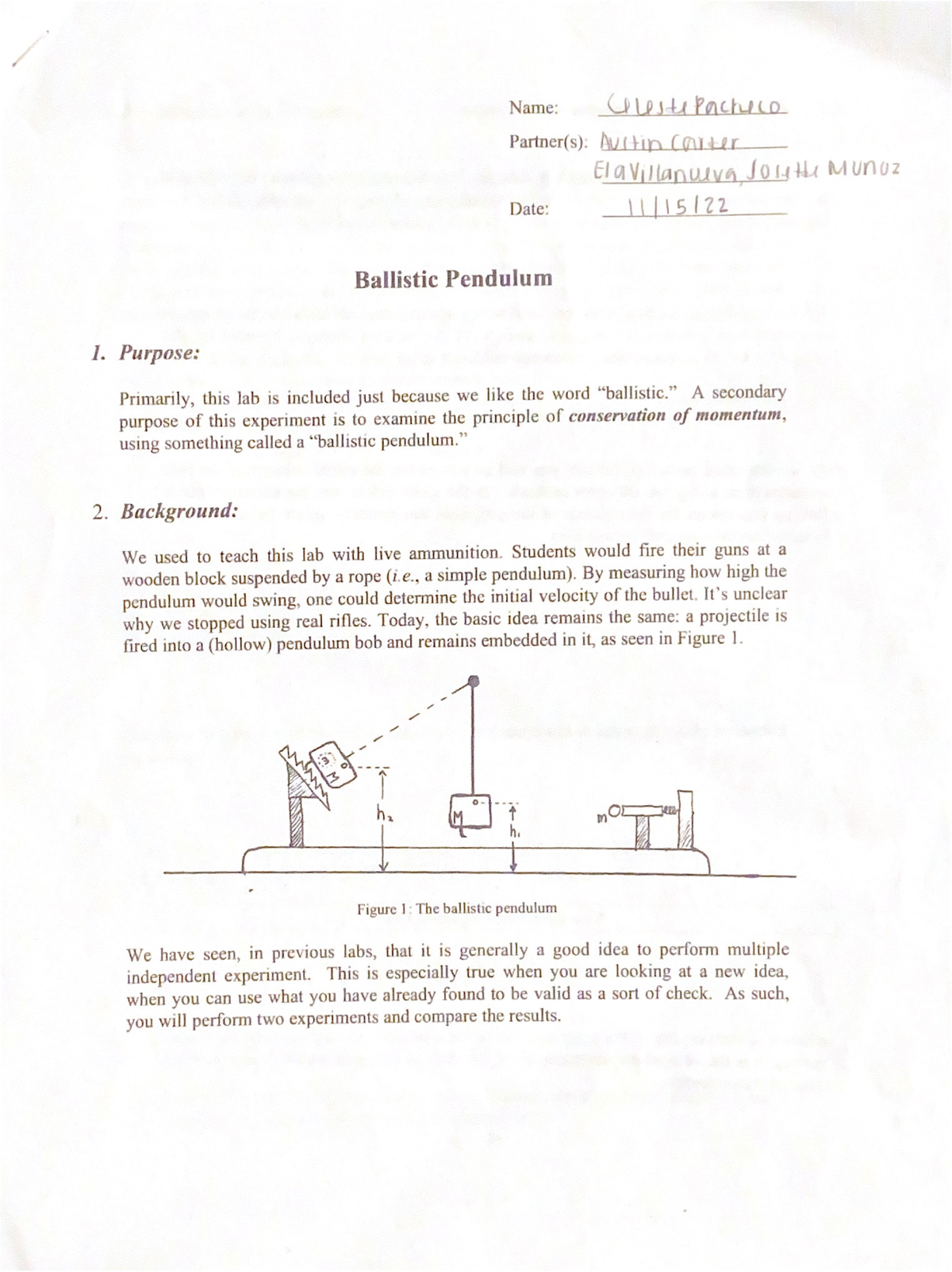 Ballistic Pendulum Lab - Anatomy and Physiology with Pathophysiology ...