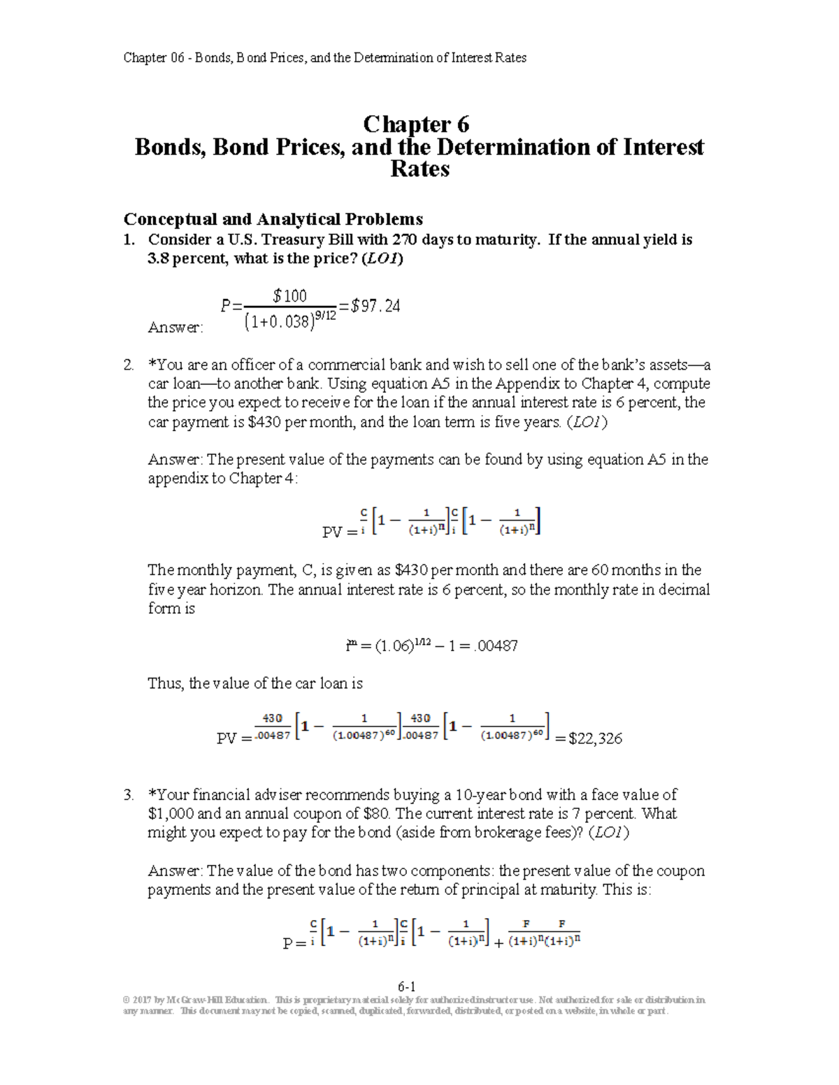 Chapter 06 Practice Problem For Students Chapter 6 Bonds Bond Prices
