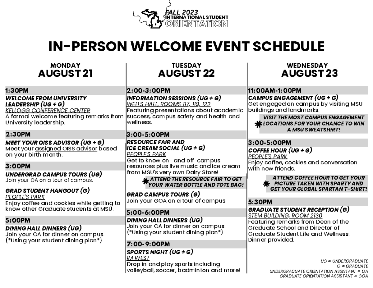 Student Events - Book - INTERNATIONAL STUDENT ORIENTATION FALL 2023 IN ...
