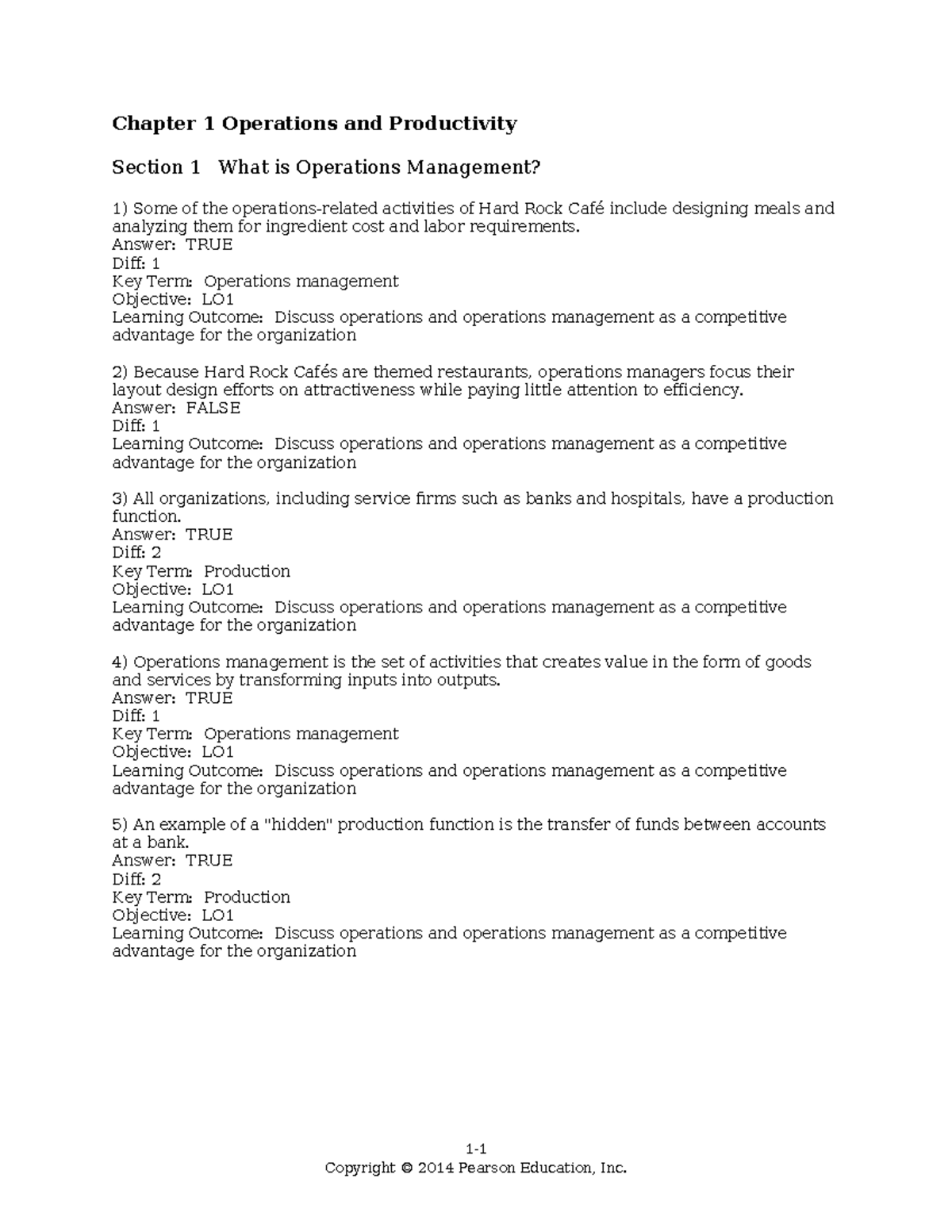 OM Ch-1 - This is a lecture notes fro OM Course - Chapter 1 Operations ...