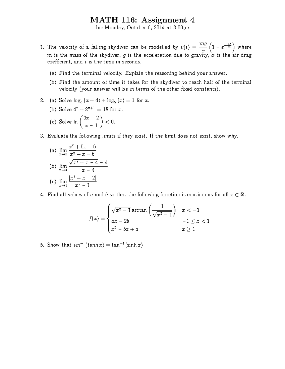 HW4 - Study reference - MATH 116: Assignment 4 due Monday, October 6 ...
