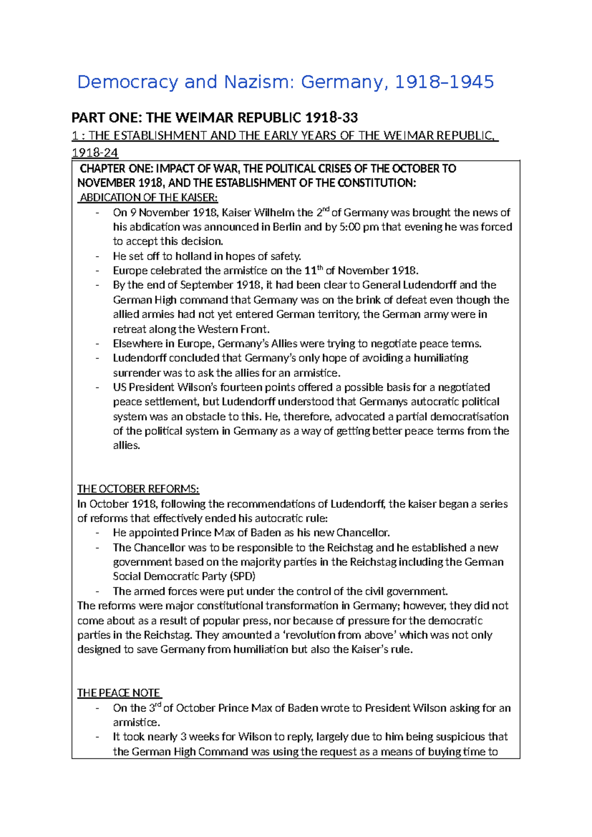 Democracy and Nazism- Germany 1918 to1945 - Democracy and Nazism ...